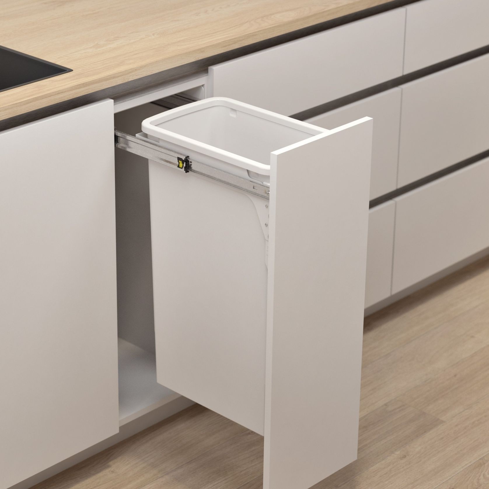 Hideaway Compact Bin 1 x 40L Bucket | Door Pull | ArchiPro AU