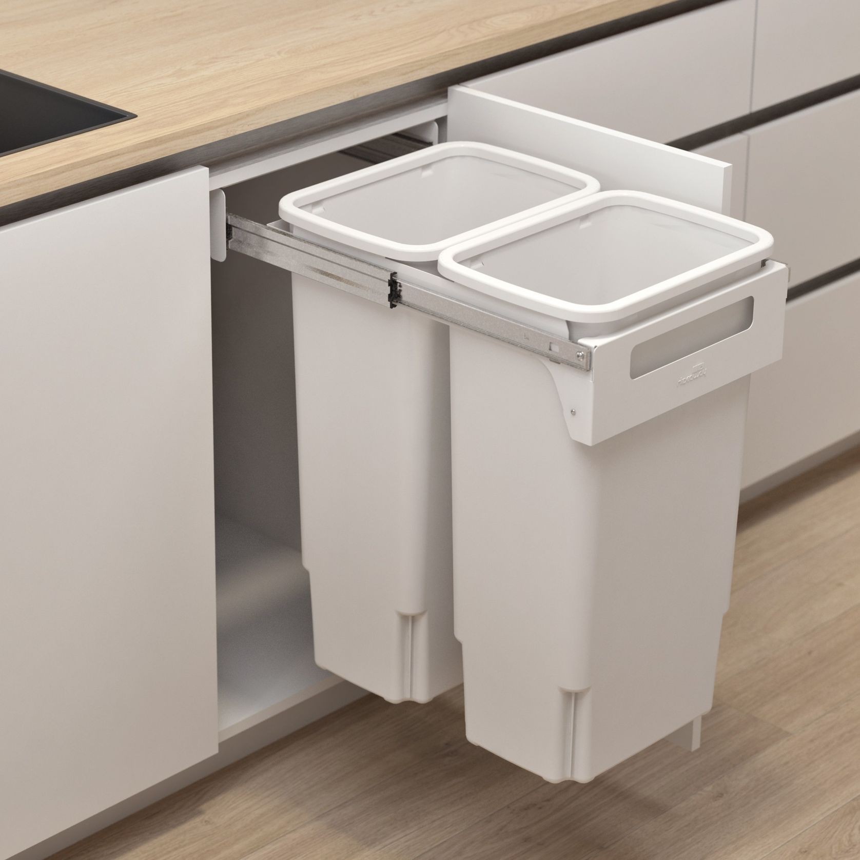Hideaway Compact Bin 2 x 35L Buckets | Handle Pull | ArchiPro AU