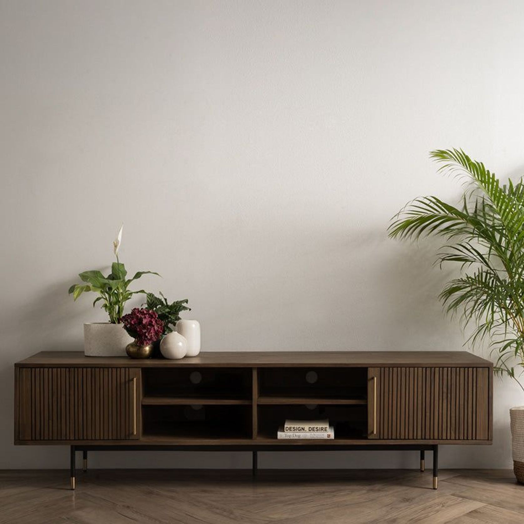 HAMILTON Entertainment TV Unit Solid Acacia Wood 200cm - Toffee Colour ...