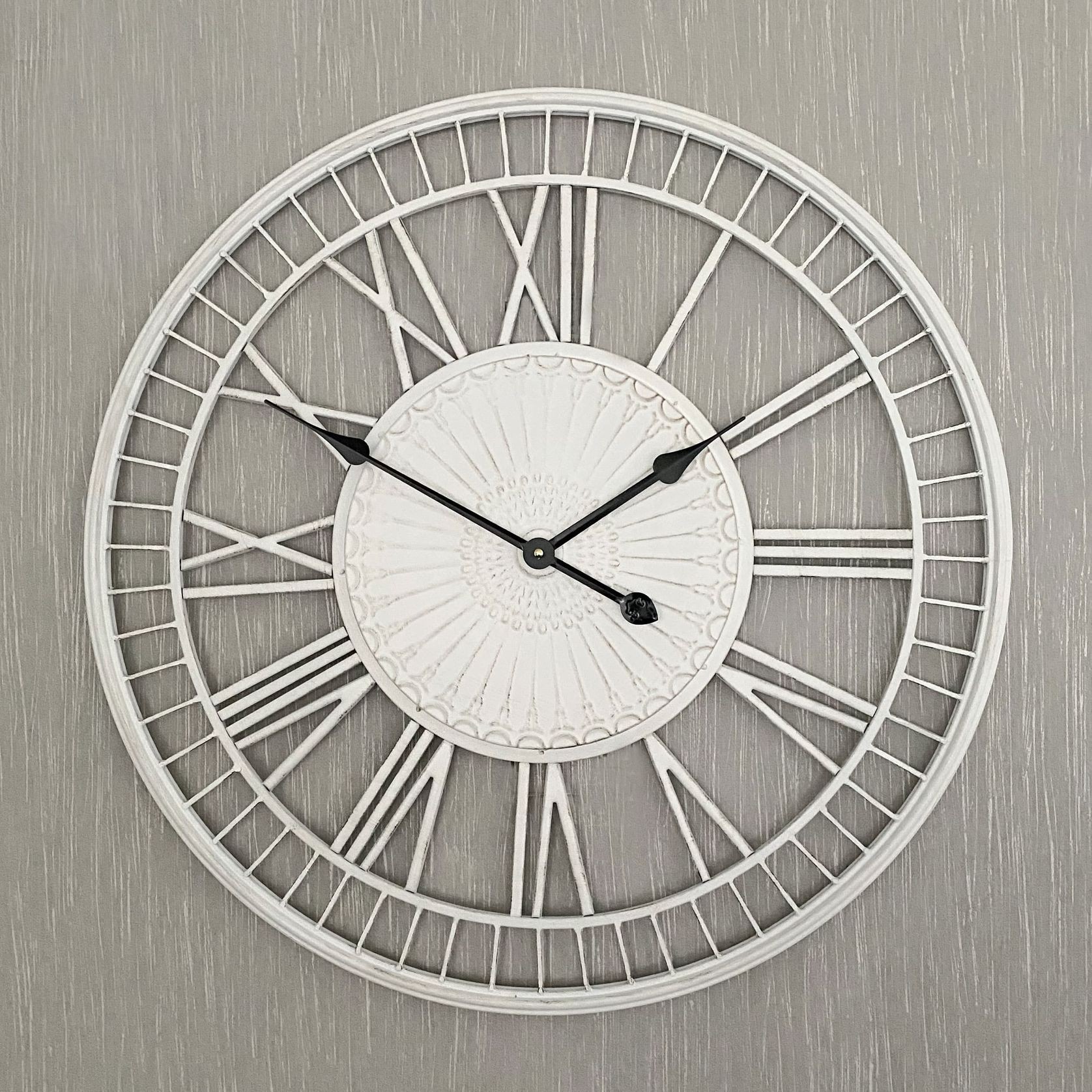 Tuscany | Large Metal Wall Clock - Distressed Cream | ArchiPro AU