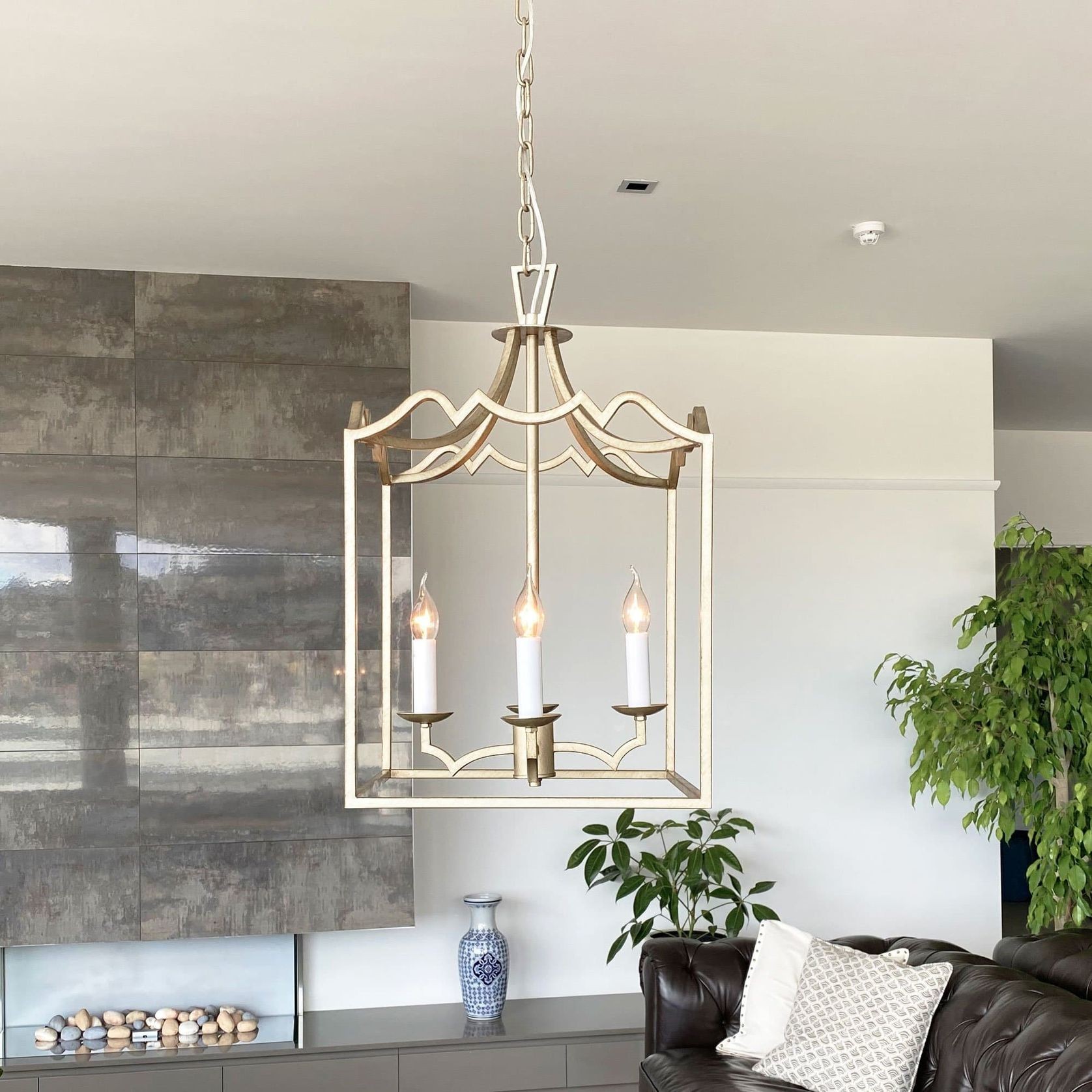 Detailed Box Frame Lantern Pendant Light - Champagne | ArchiPro AU