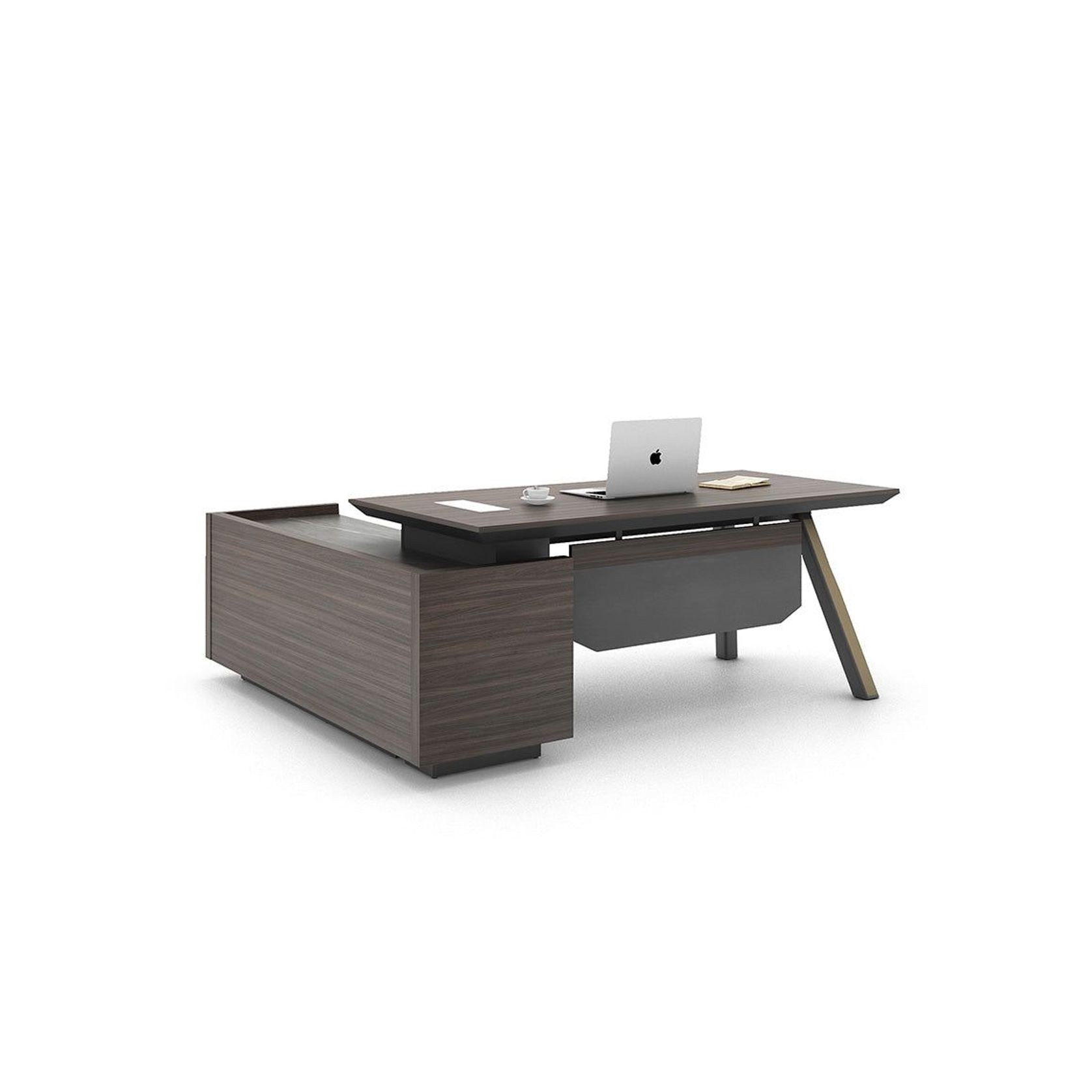 KAISON Executive Desk with Reversible Return 2M - Brown Grey | ArchiPro AU