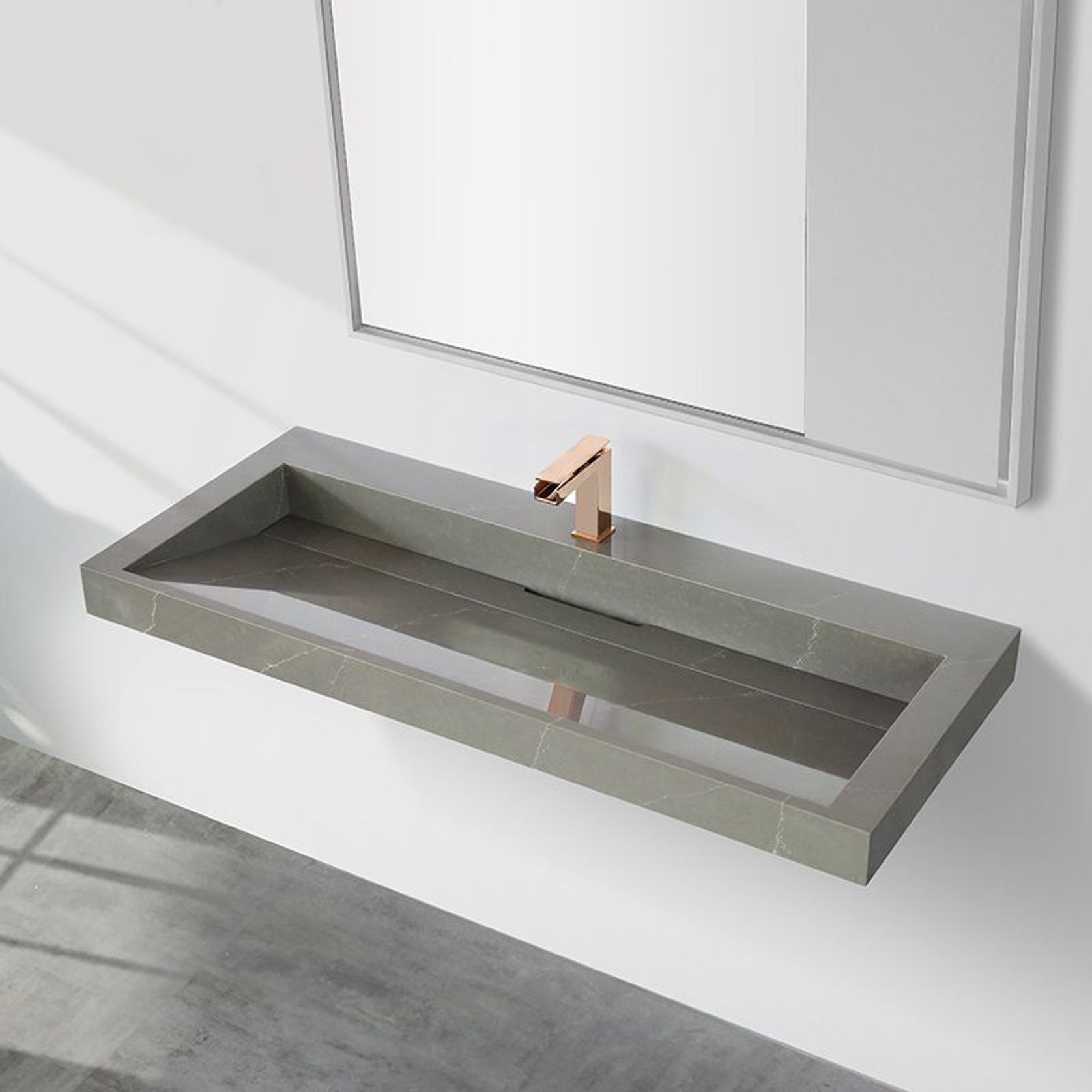 Marble Solid Surface Ramp Basin 1200mm | ArchiPro AU