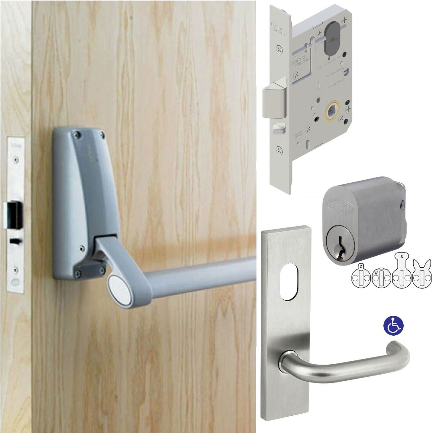 Briton Panic Bar Pack w/ Mortice Lock, Lever & Cylinder | ArchiPro AU