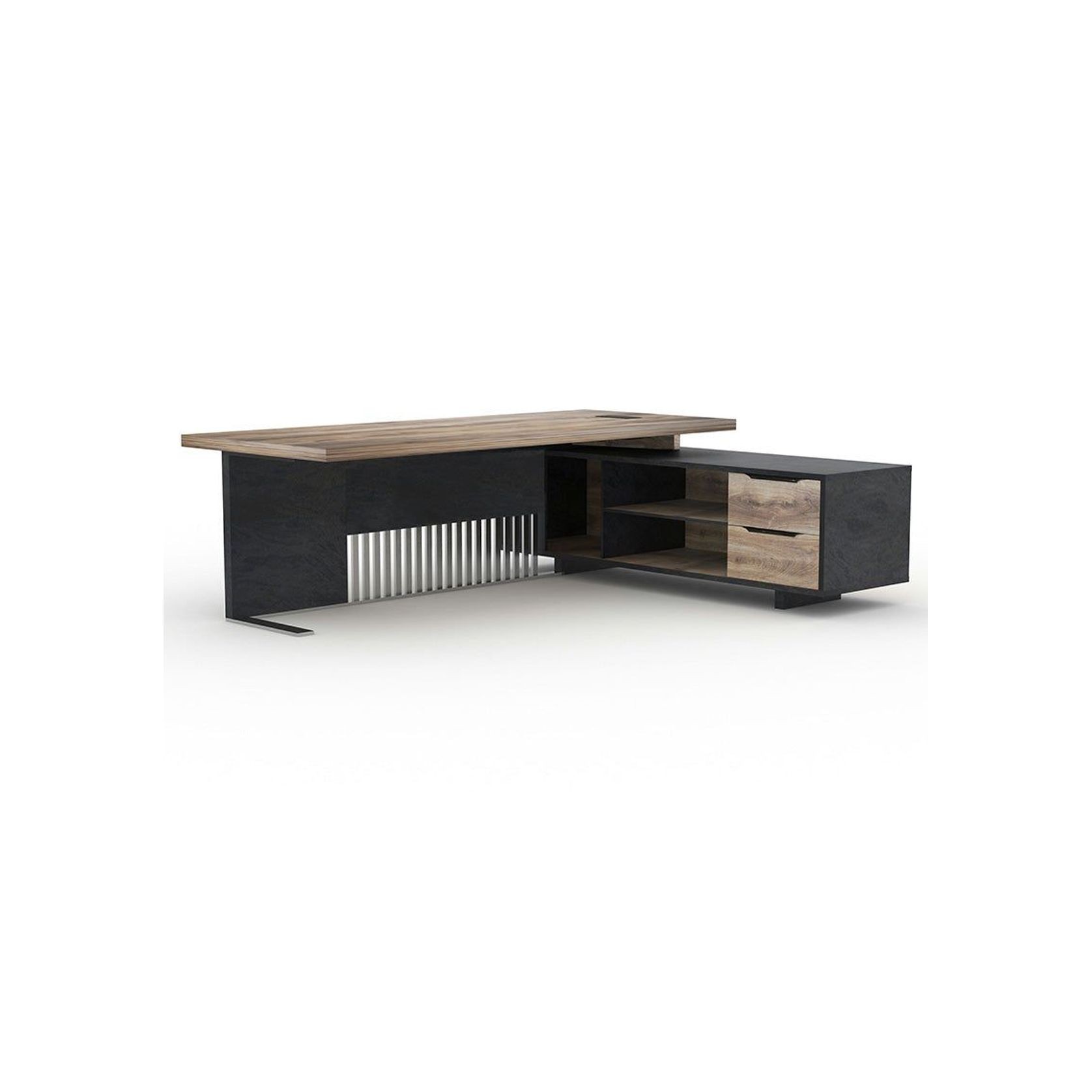 DAXTON Executive Desk with Right Return 2.4M - Warm Oak & Black ...