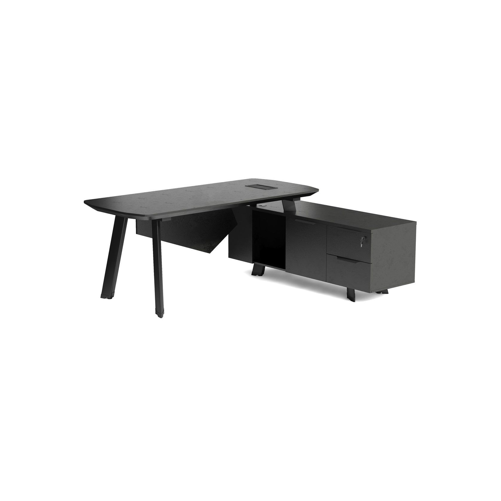 ARTO Black Executive Office Desk with Reversible Return 180-200cm ...