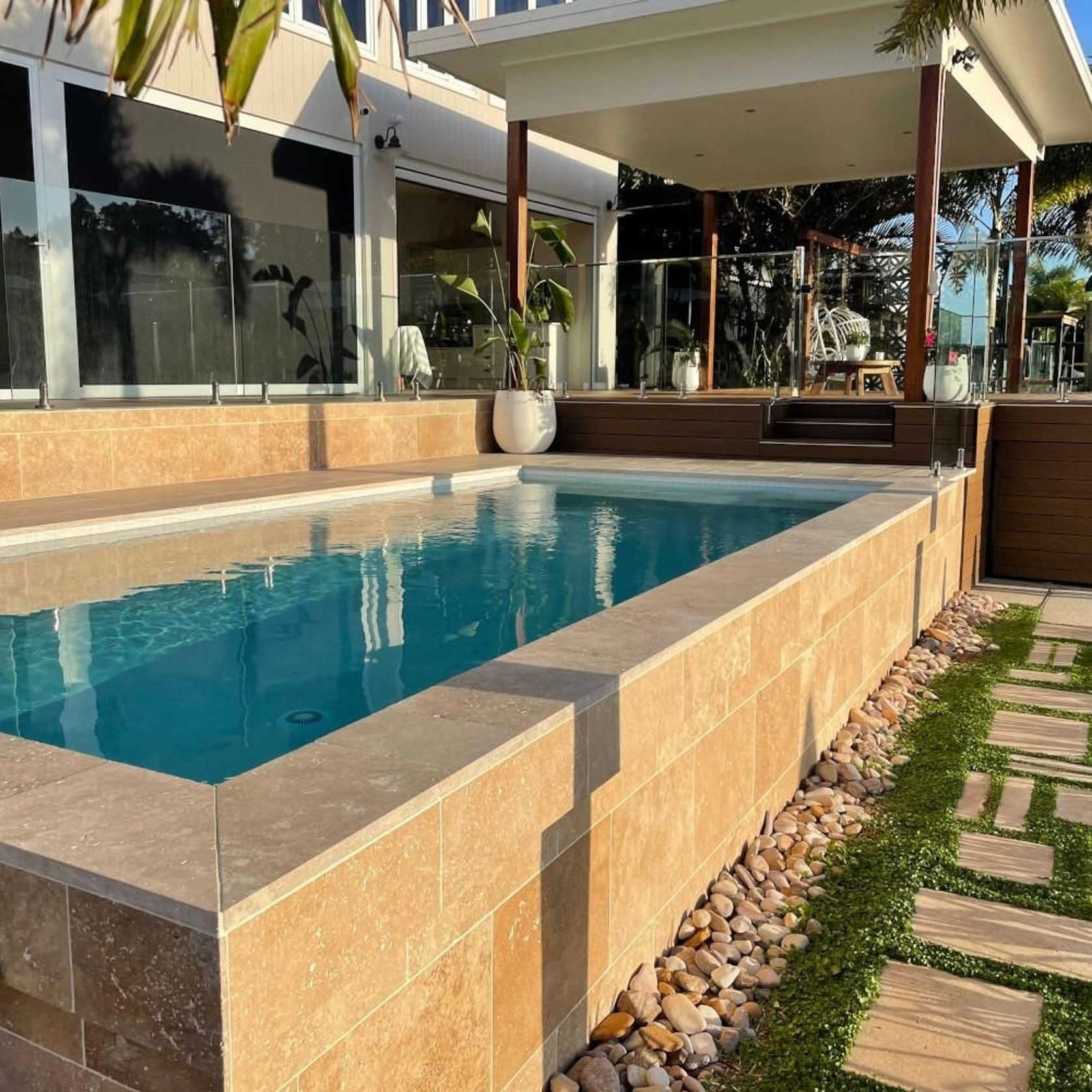 30mm Noce Travertine Pavers - Tumbled & Unfilled | ArchiPro AU