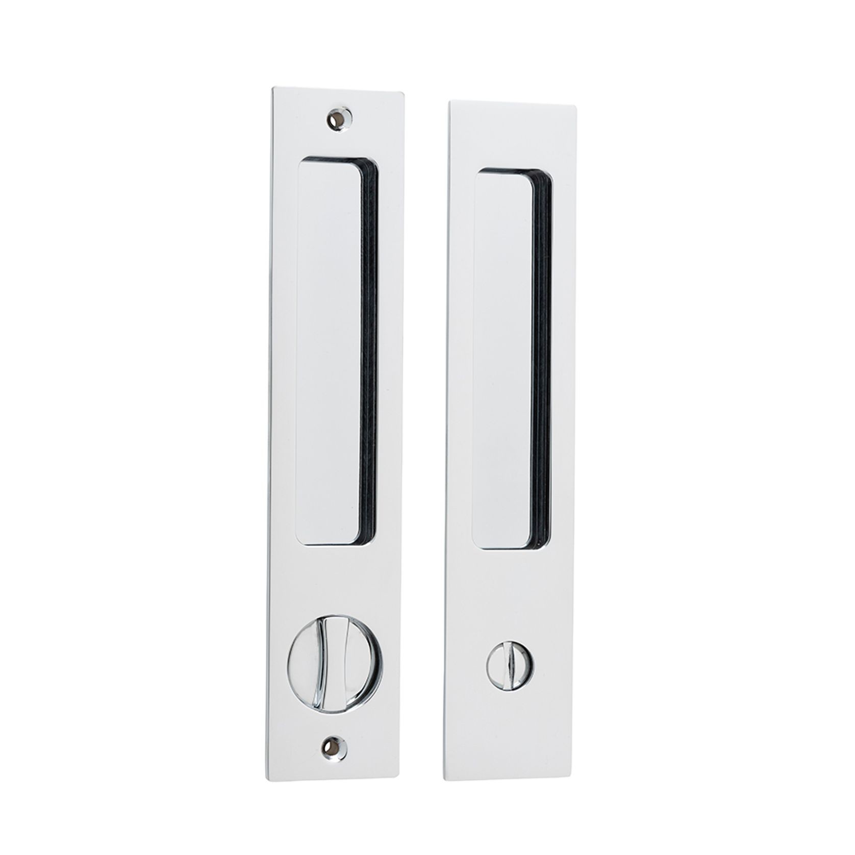 Iver Sliding Door Flush Pull Rectangular Privacy Polished Chrome Pair 21414P | ArchiPro AU