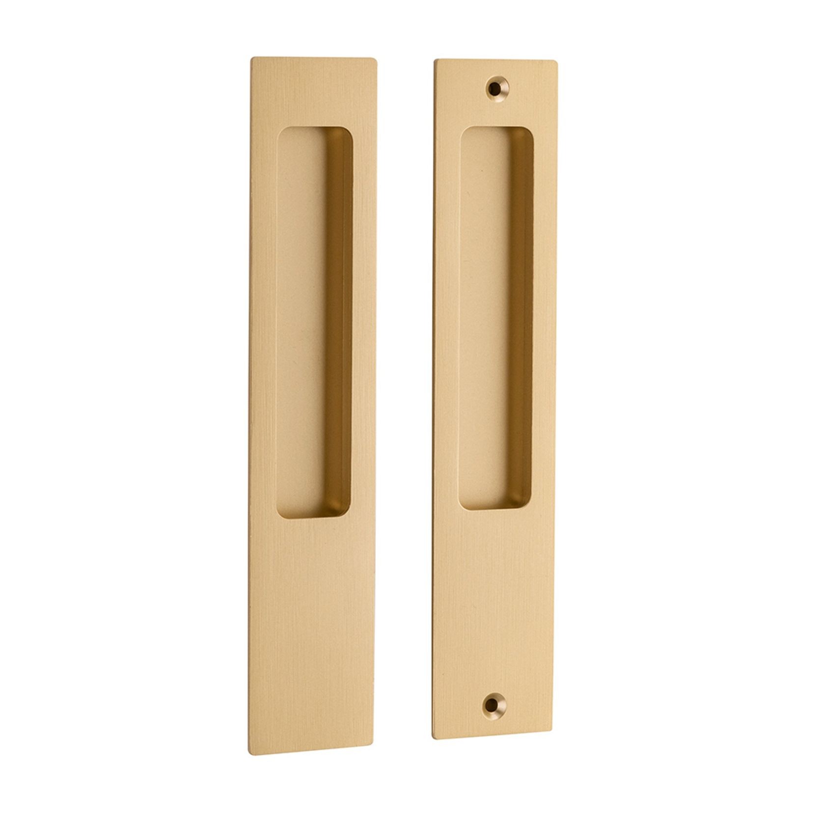 Iver Rectangular Flush Pull Passage Set Brushed Brass for Sliding Doors 21416 *Pair* | ArchiPro AU
