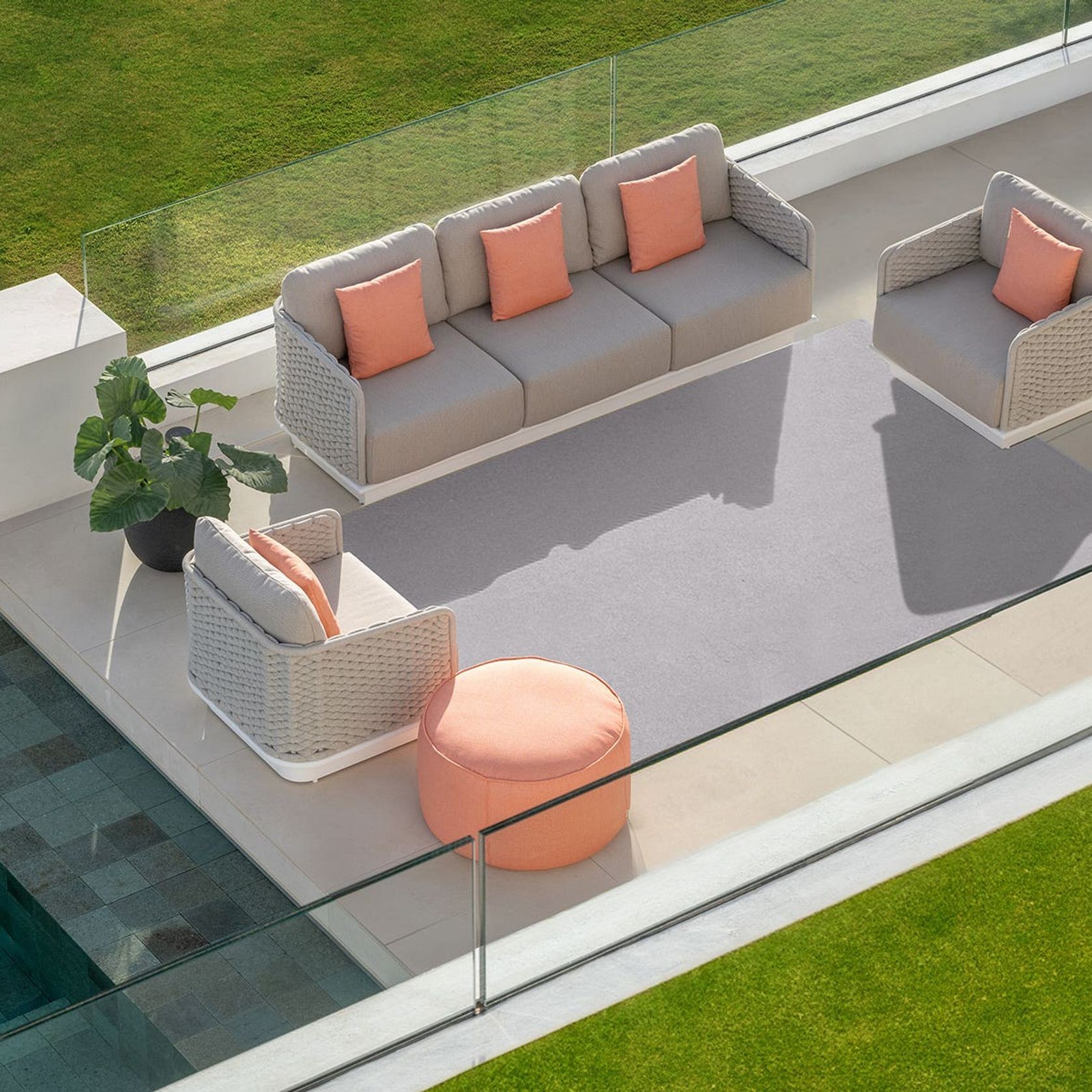 Acri 3pc Rope Outdoor Lounge Setting | ArchiPro AU