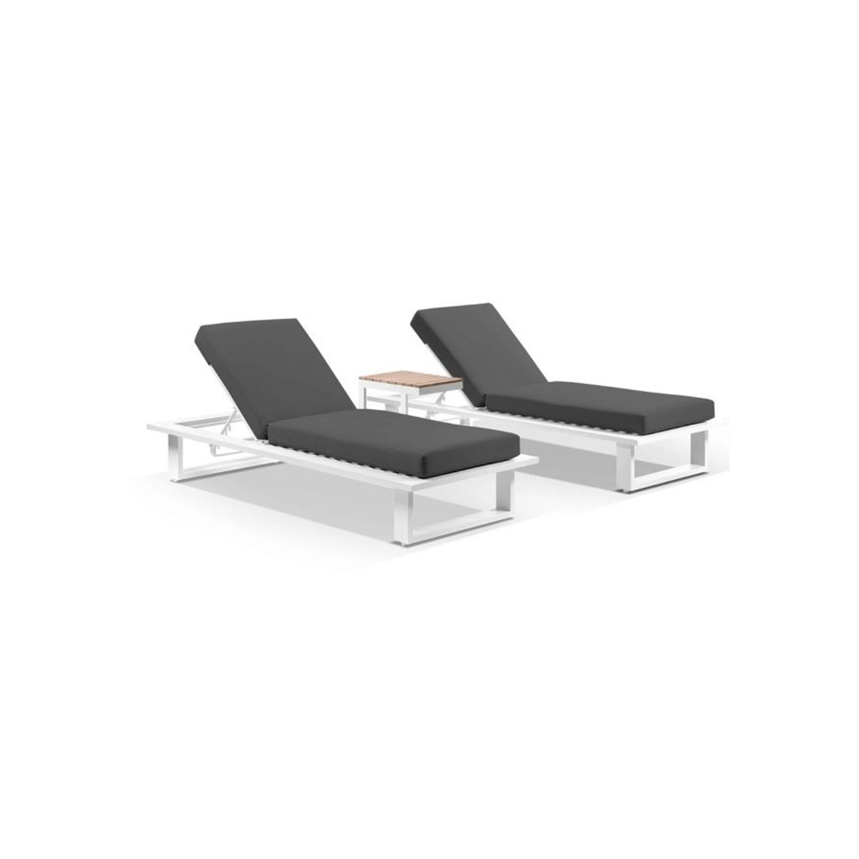 Arcadia Sun Lounge Set In White W/ Slide Under Side Table | ArchiPro AU