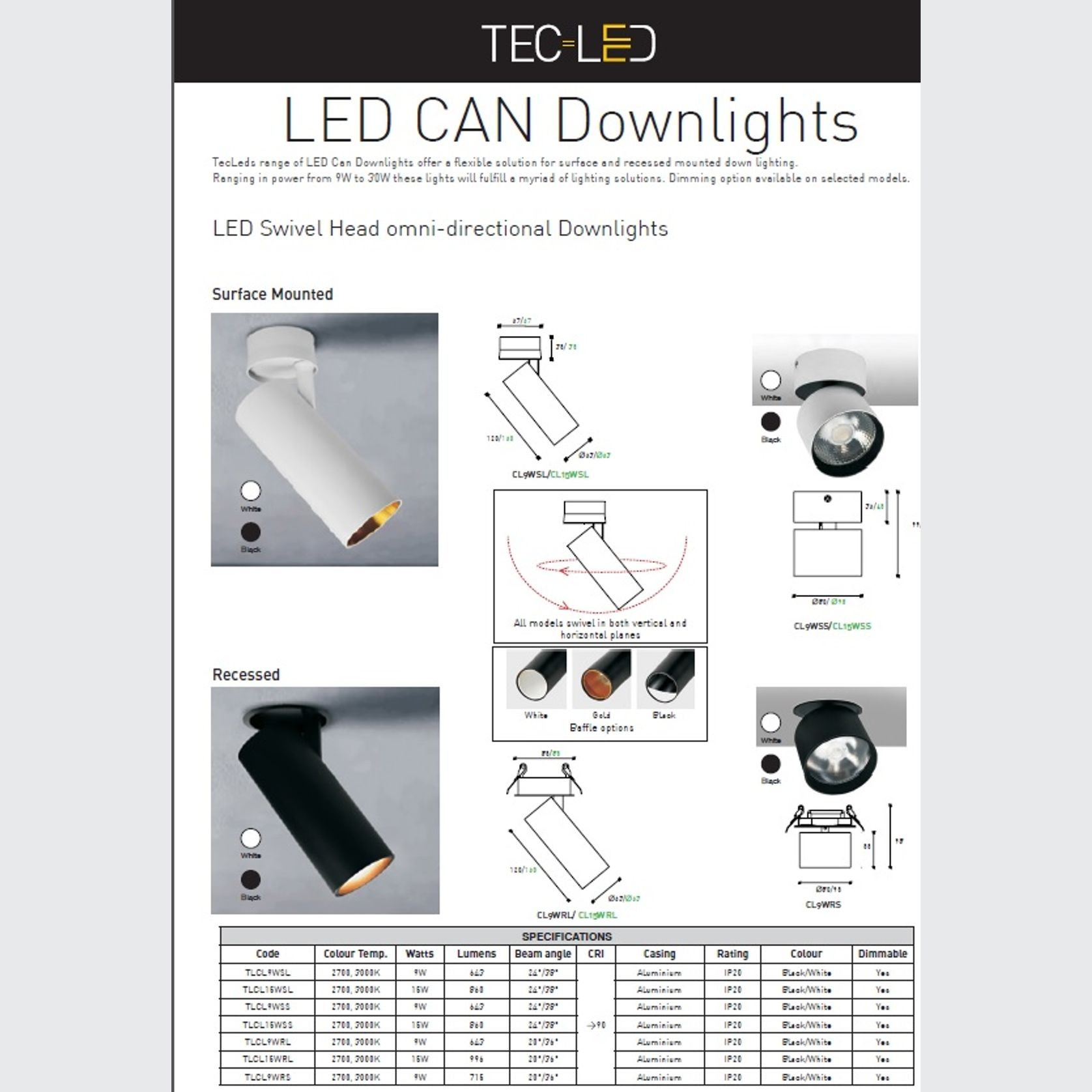 LED Surface Mounted Omni-Directional (Short) Downlight | ArchiPro AU