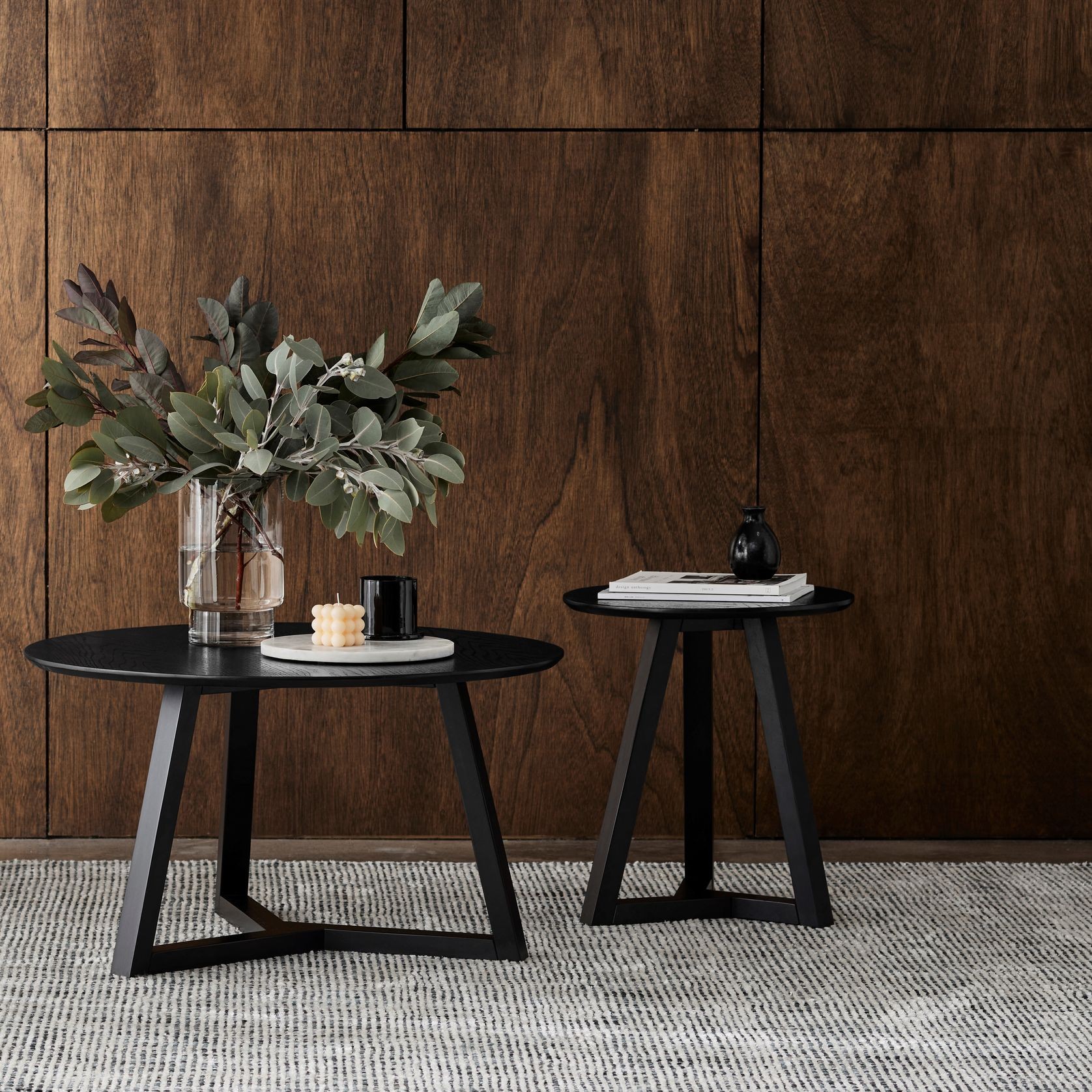 Cannes Round Hardwood Side Table | Black | ArchiPro AU