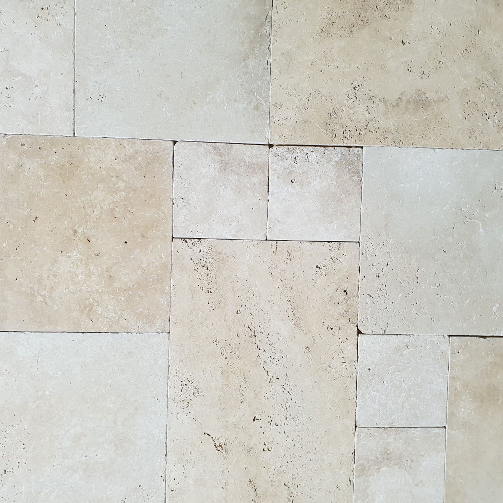12mm Classic Linen Travertine French Pattern Tiles - Tumbled & Unfilled ...