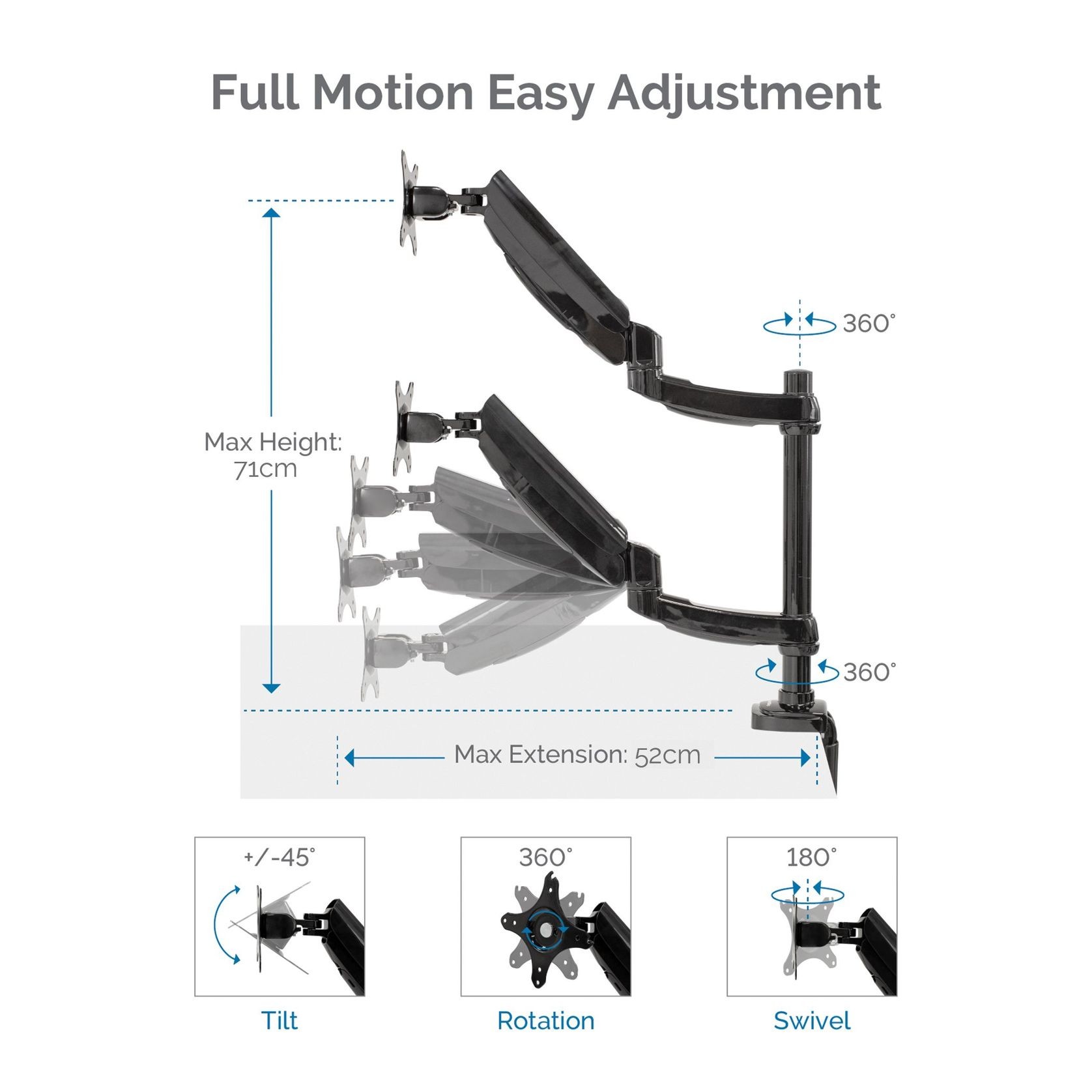 Platinum Series Dual Stacking Monitor Arm | ArchiPro AU