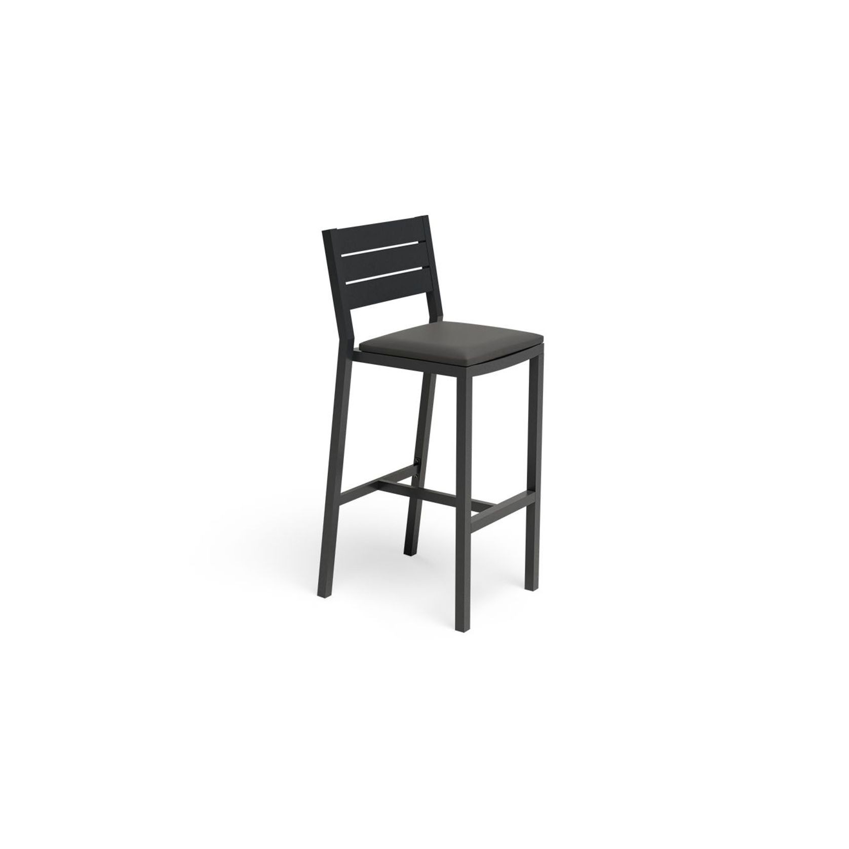 Halki Stool With Backrest - Charcoal | ArchiPro AU