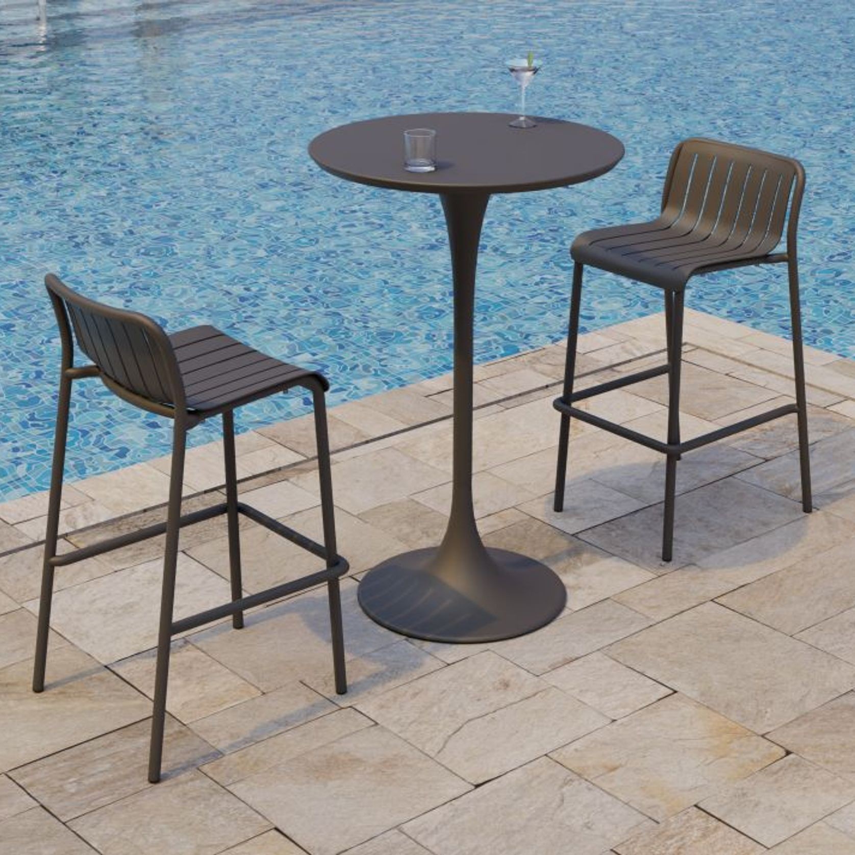 Roku Outdoor Bar Stool in Matt Charcoal | ArchiPro AU