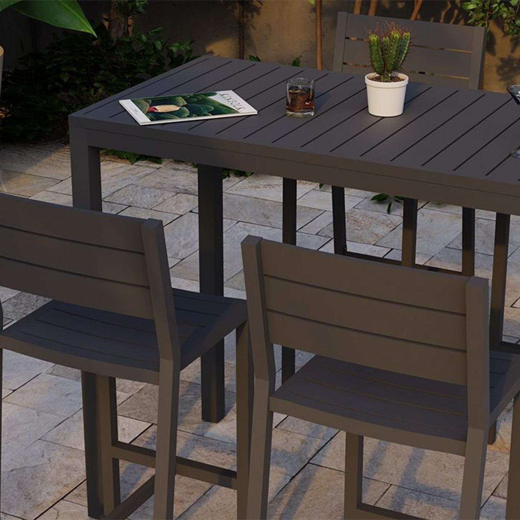 Halki Stool With Backrest - Charcoal | ArchiPro AU