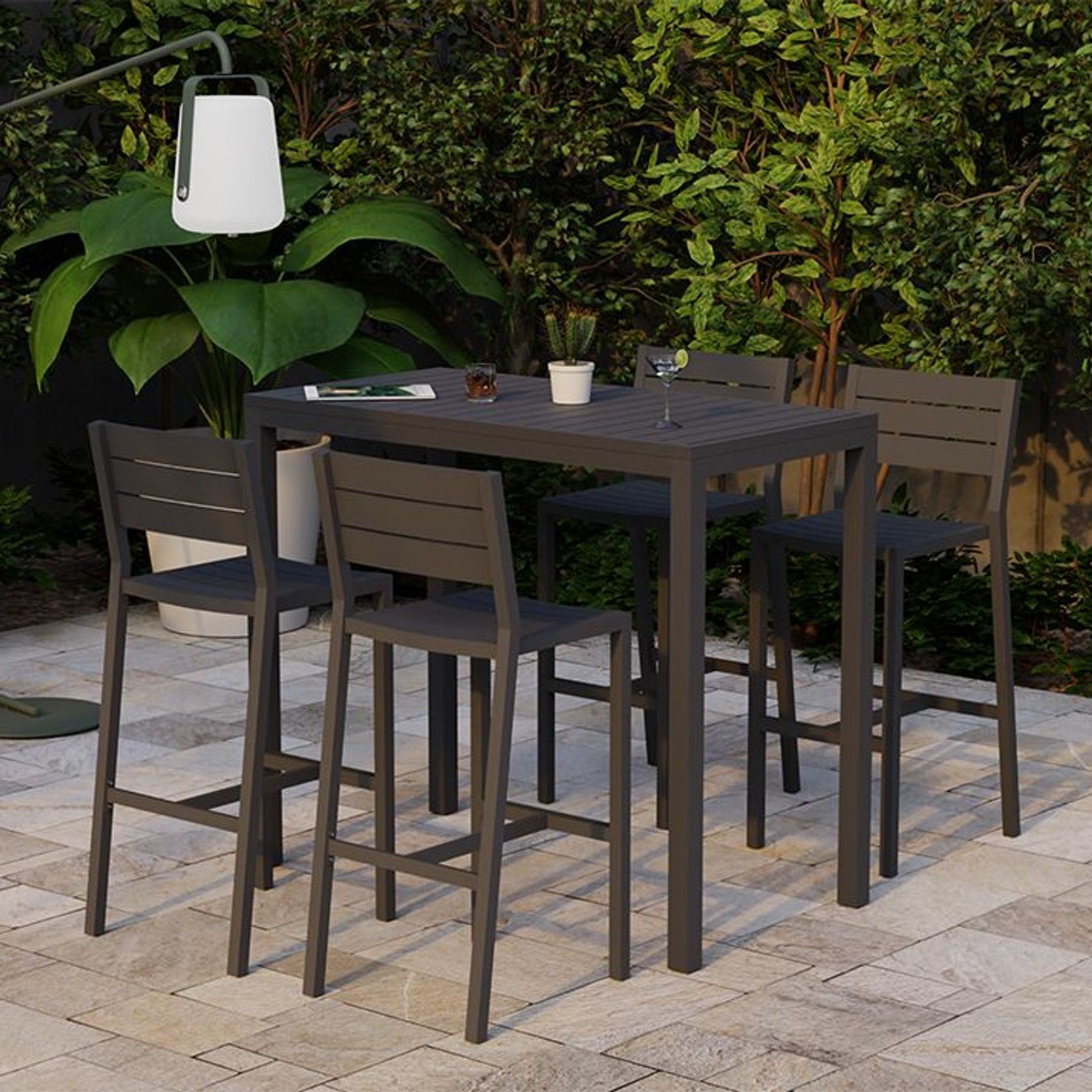 Halki Stool With Backrest - Charcoal | ArchiPro AU