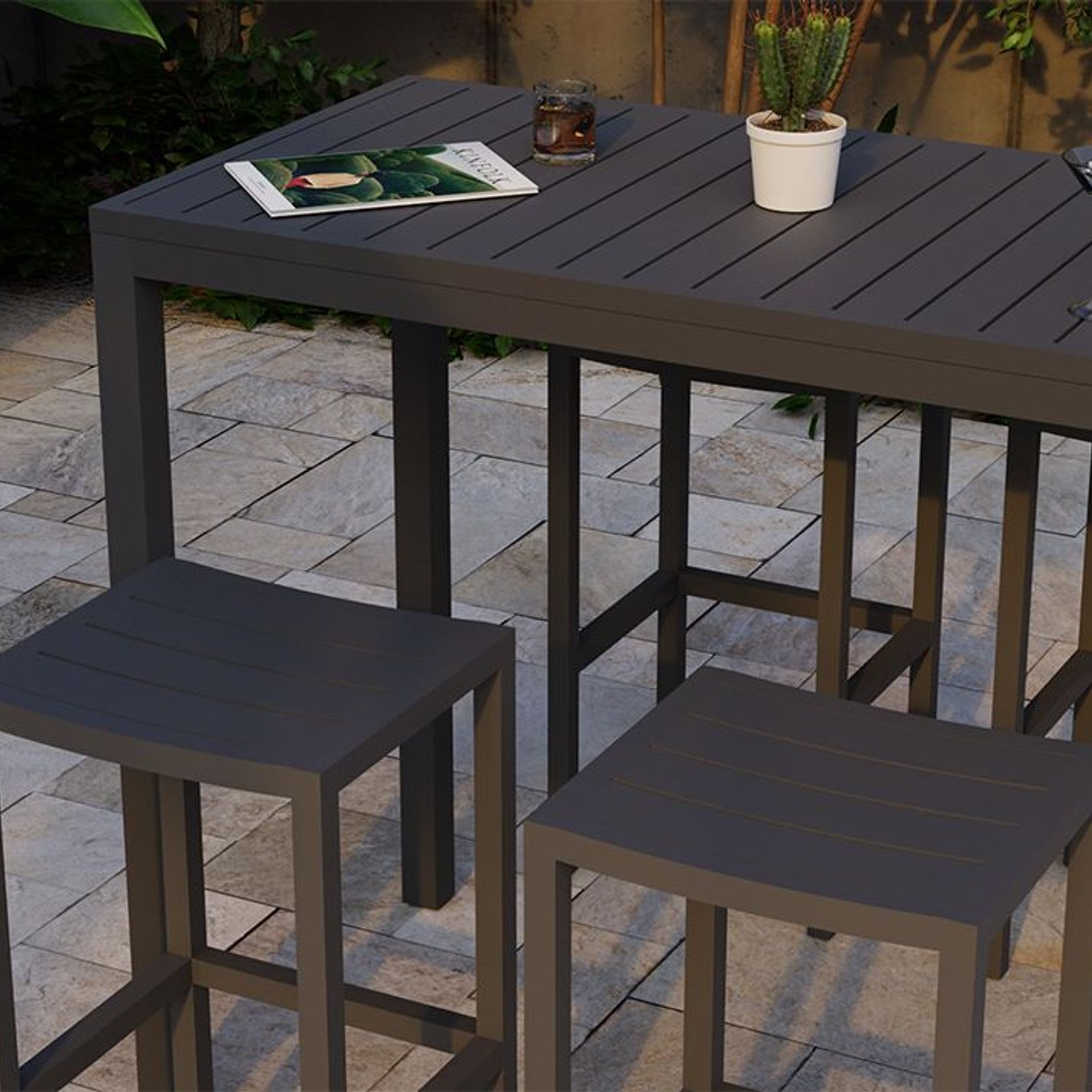 Halki Stool - Outdoor - Charcoal | ArchiPro AU