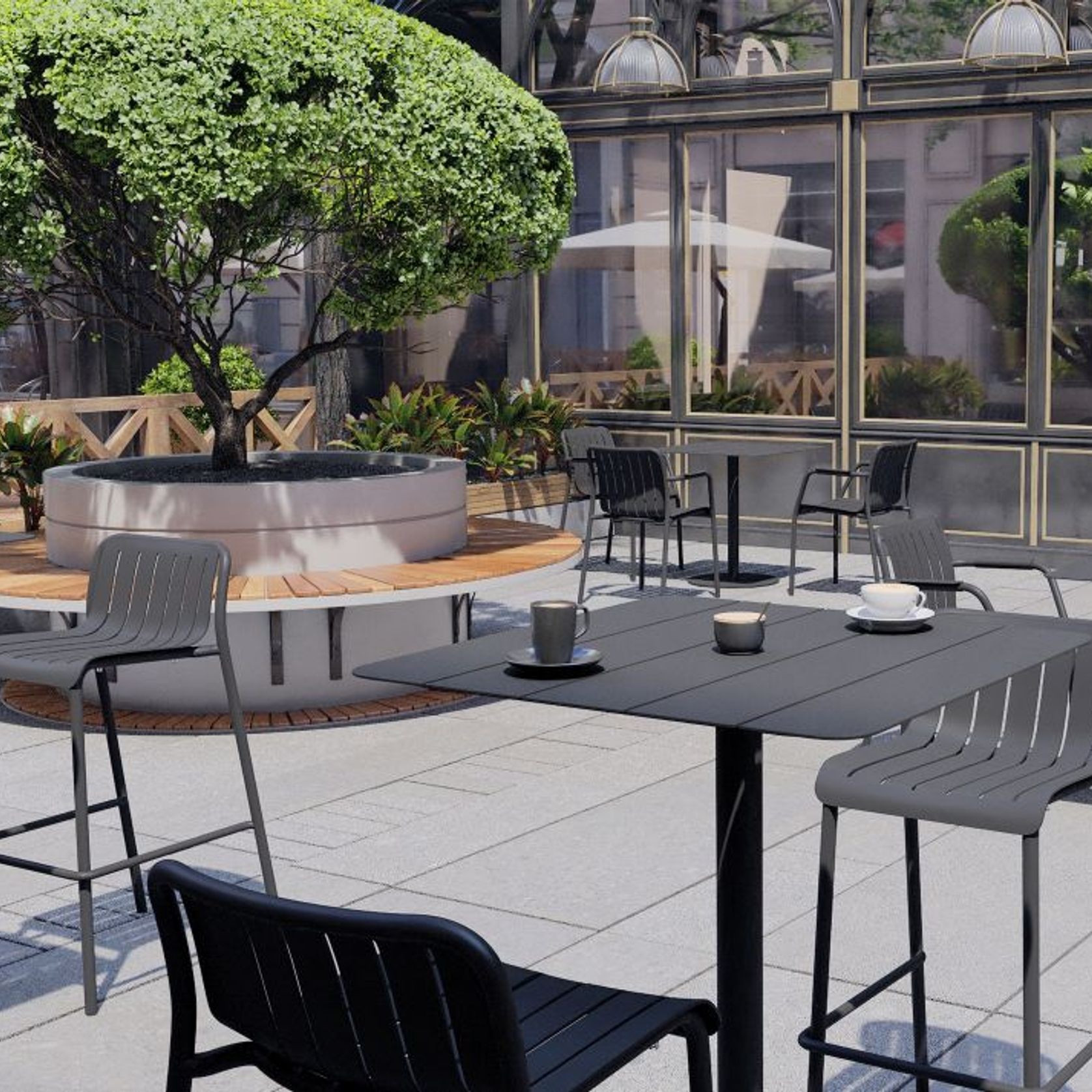 Roku Outdoor Bar Stool in Matt Charcoal | ArchiPro AU