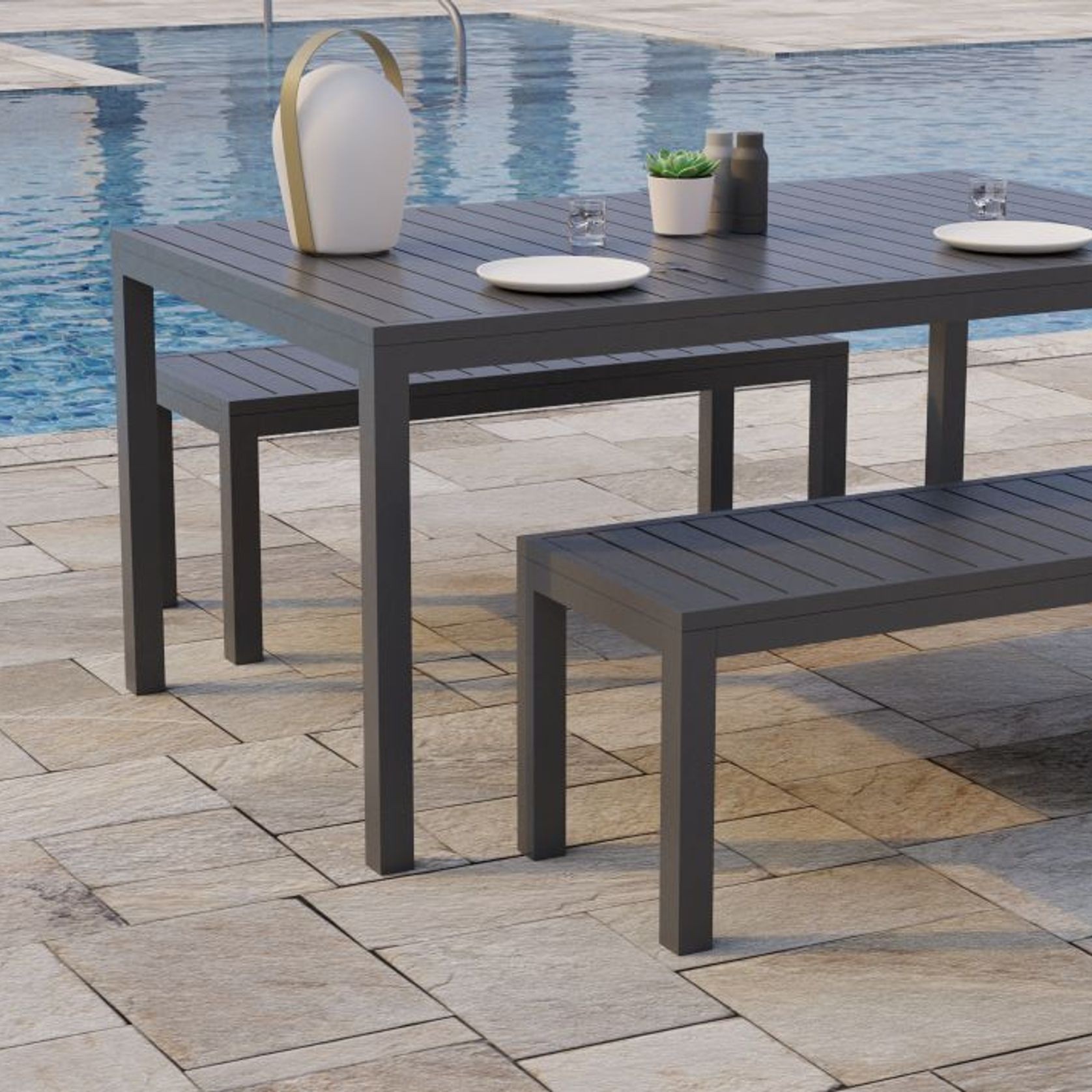 Halki Bench Seat - Outdoor - 120cm - Charcoal | ArchiPro AU