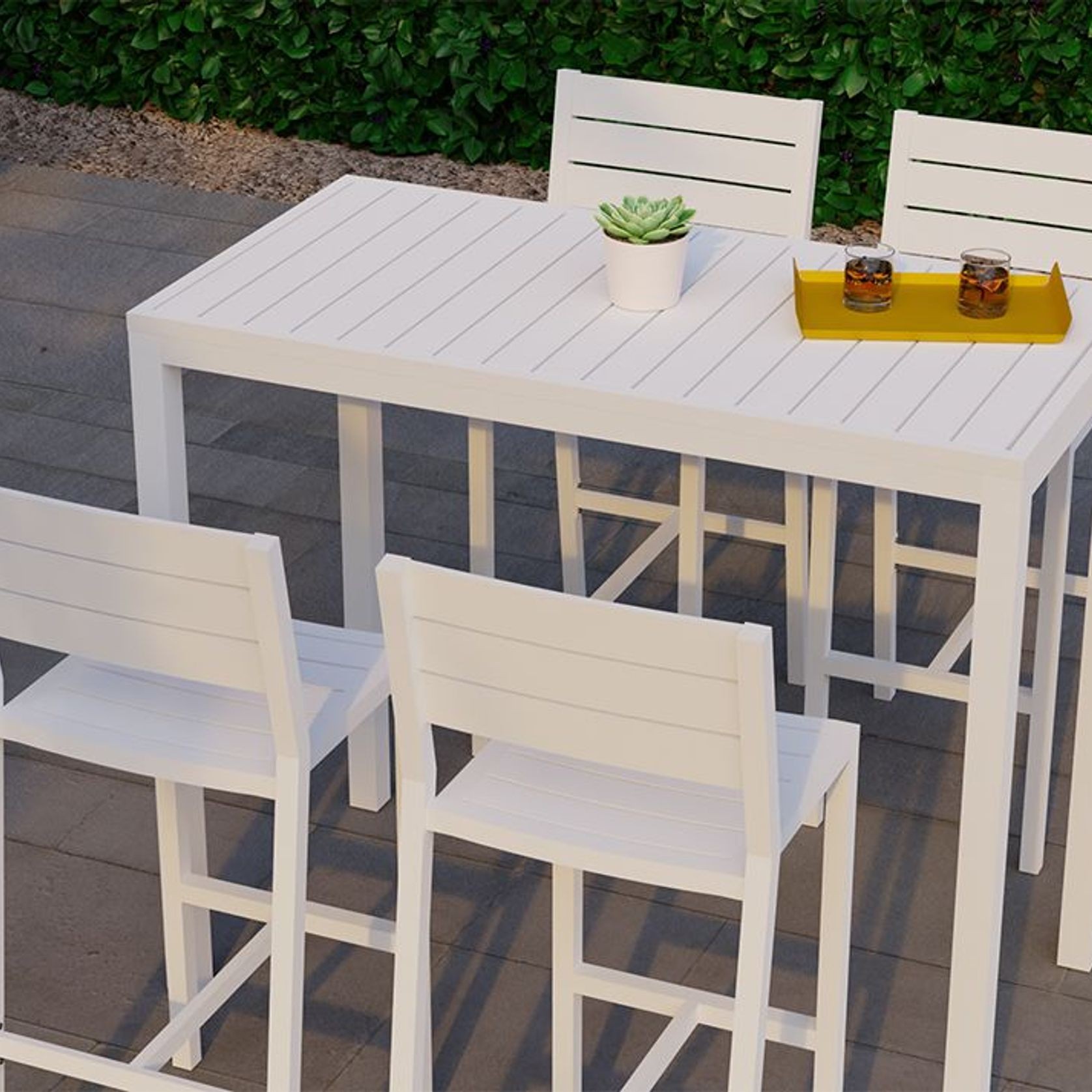 Halki Table - Outdoor - High Bar - 125cm x 65cm - White | ArchiPro AU