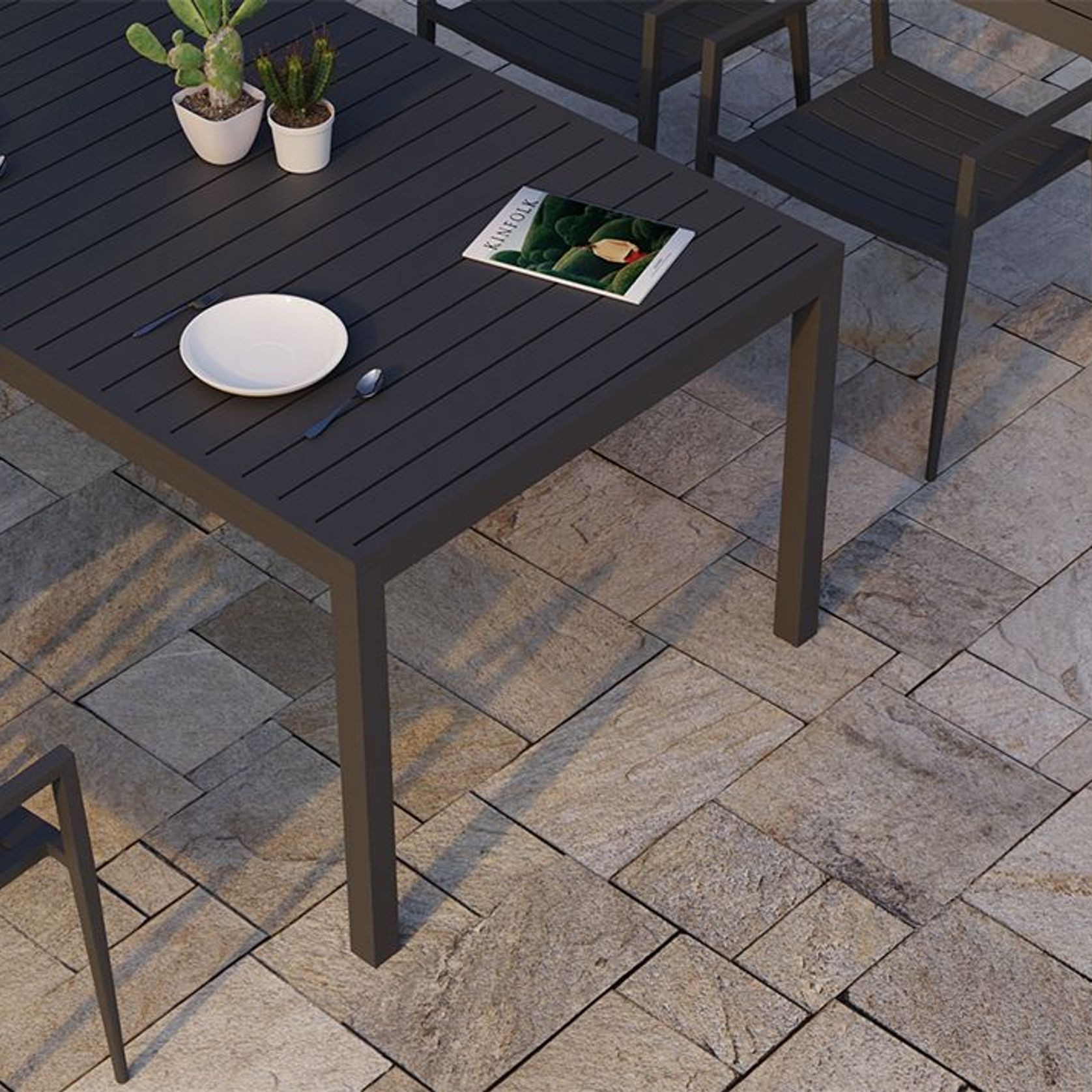 Halki Table - Outdoor - 160cm x 90cm - Charcoal | ArchiPro AU
