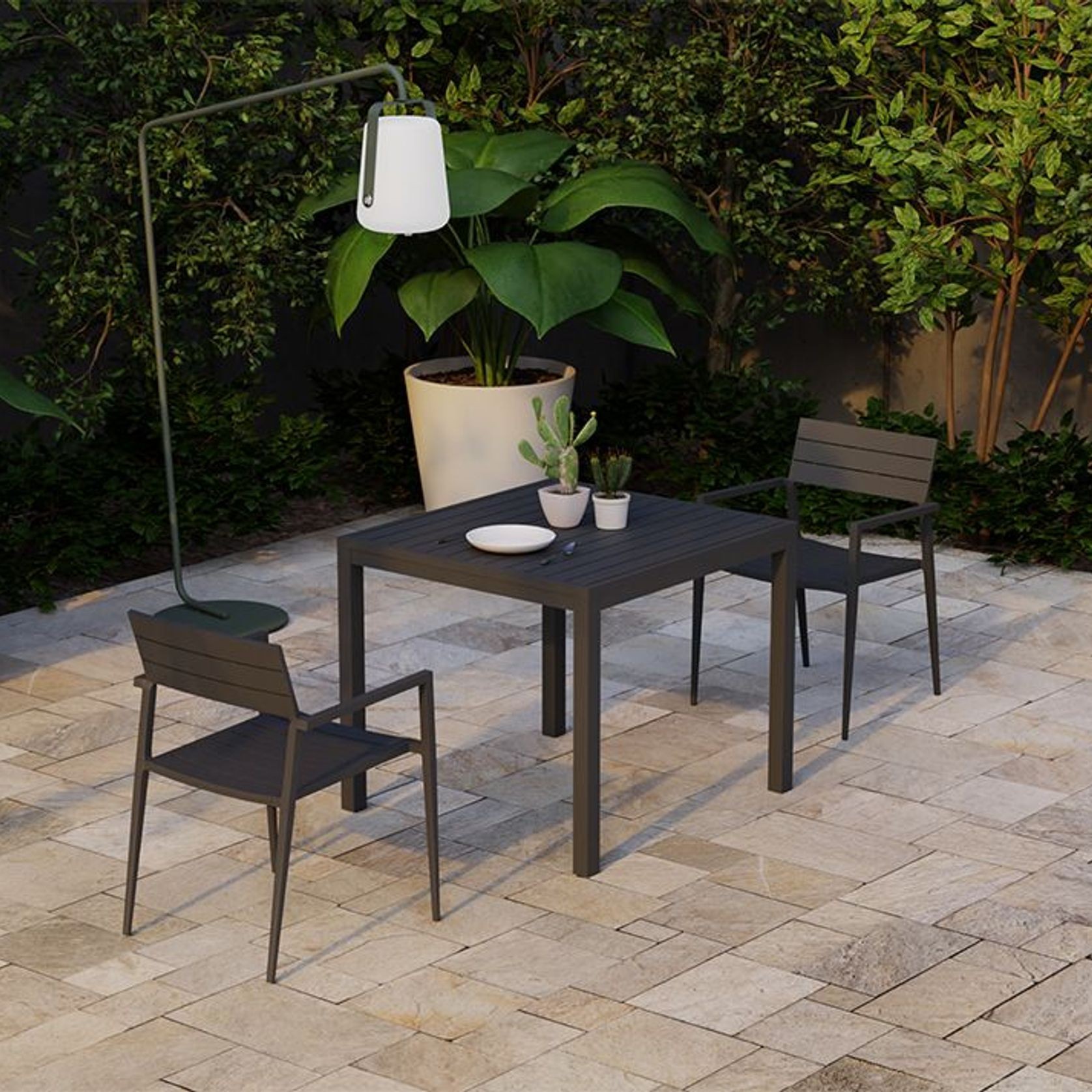 Halki Table - Outdoor - 90cm x 90cm - Charcoal | ArchiPro AU