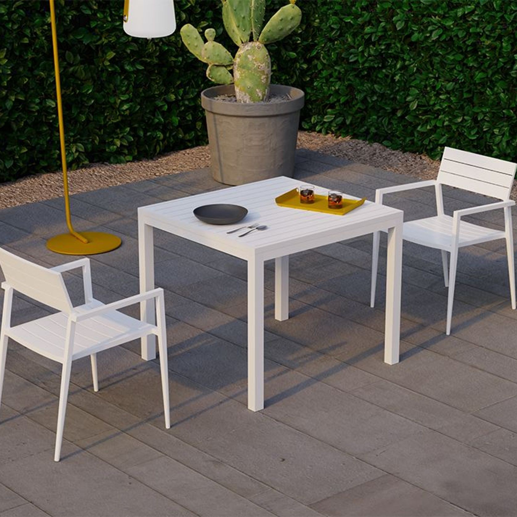 Halki Table - Outdoor - 90cm x 90cm - White | ArchiPro AU