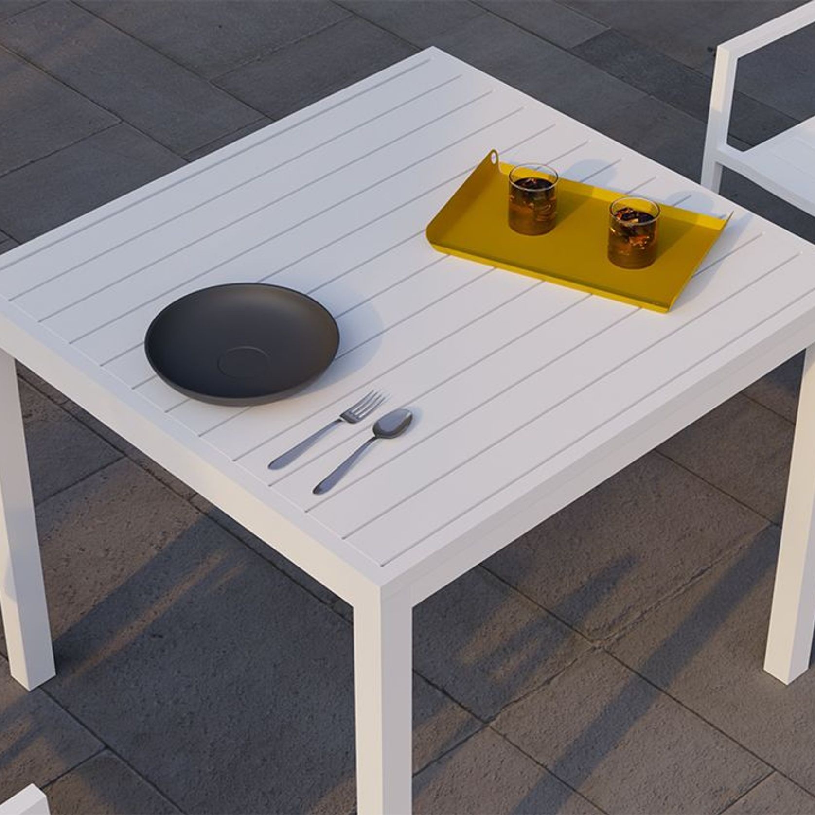 Halki Table - Outdoor - 90cm x 90cm - White | ArchiPro AU