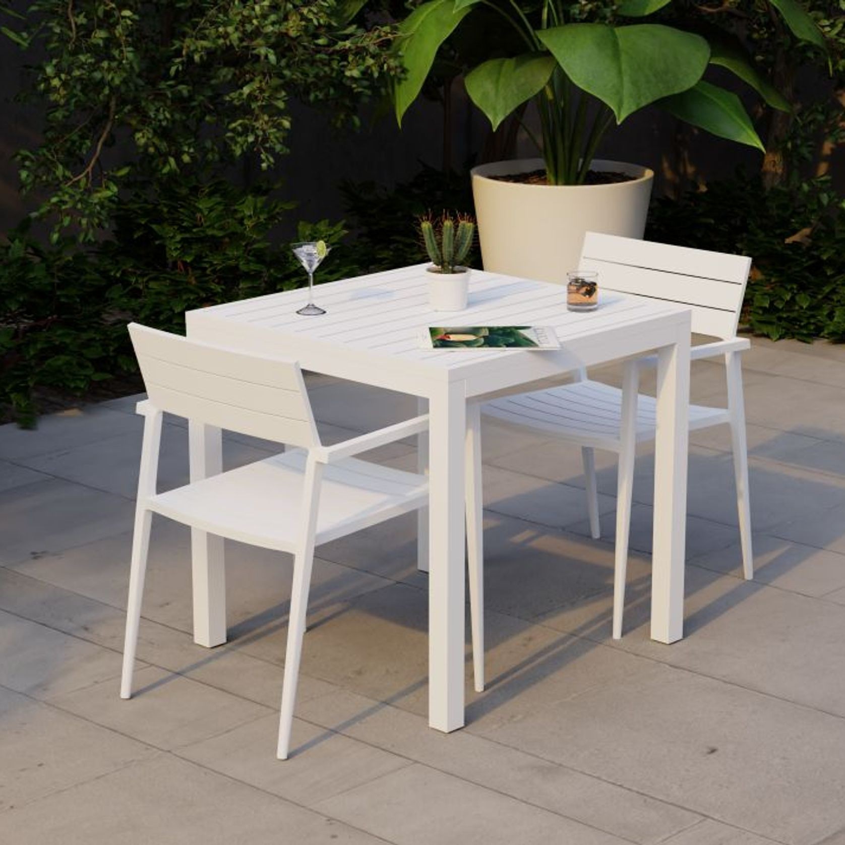 Halki Table Matt White Aluminium 77cm x 77cm | ArchiPro AU