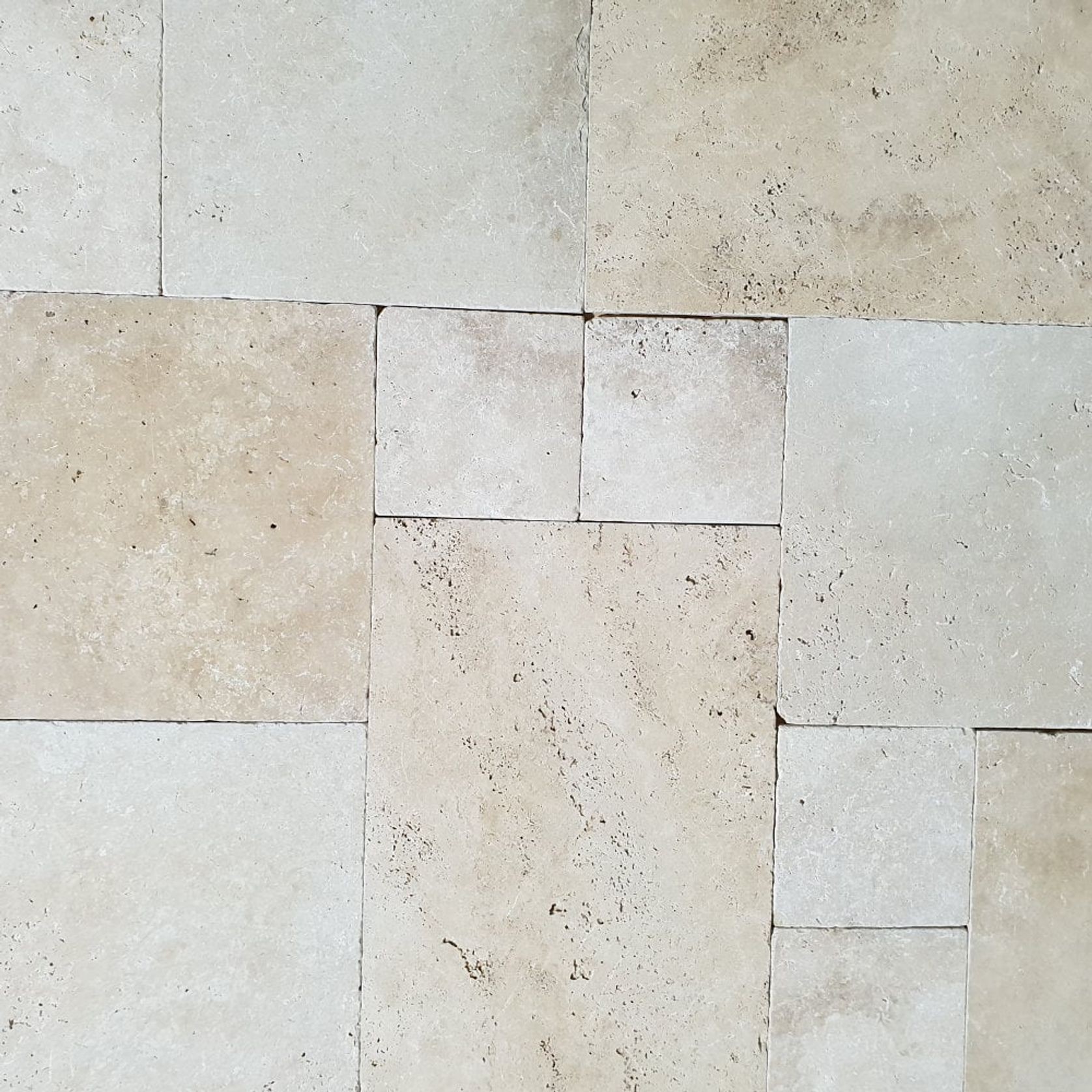 12mm Classic Linen Travertine French Pattern Tiles - Tumbled & Unfilled ...