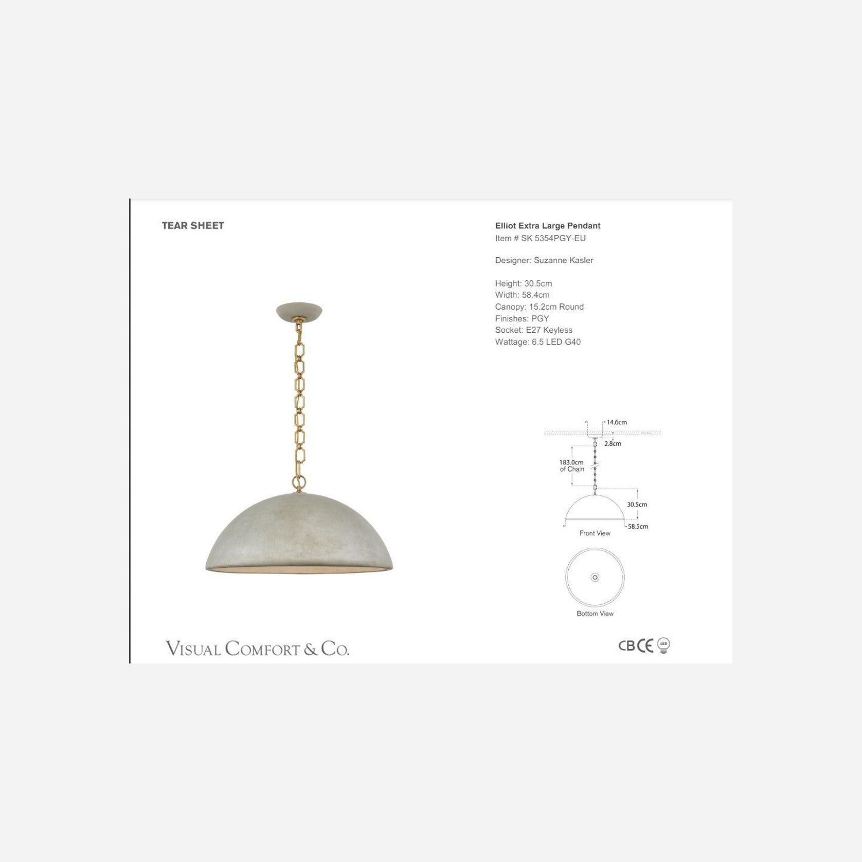 Visual Comfort Suzanne Kasler Elliot Pendant | ArchiPro AU