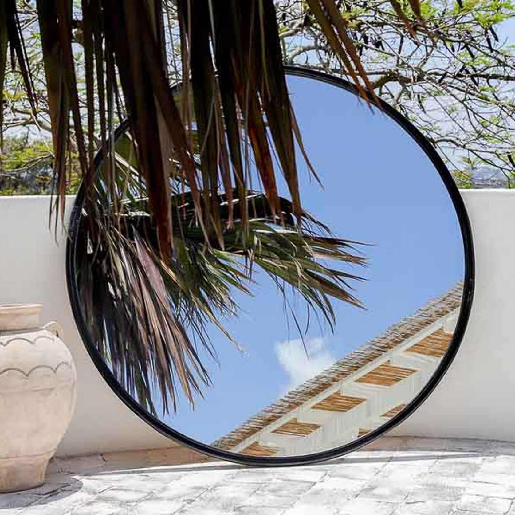 Standing Round Mirror 200cm – Black | ArchiPro AU