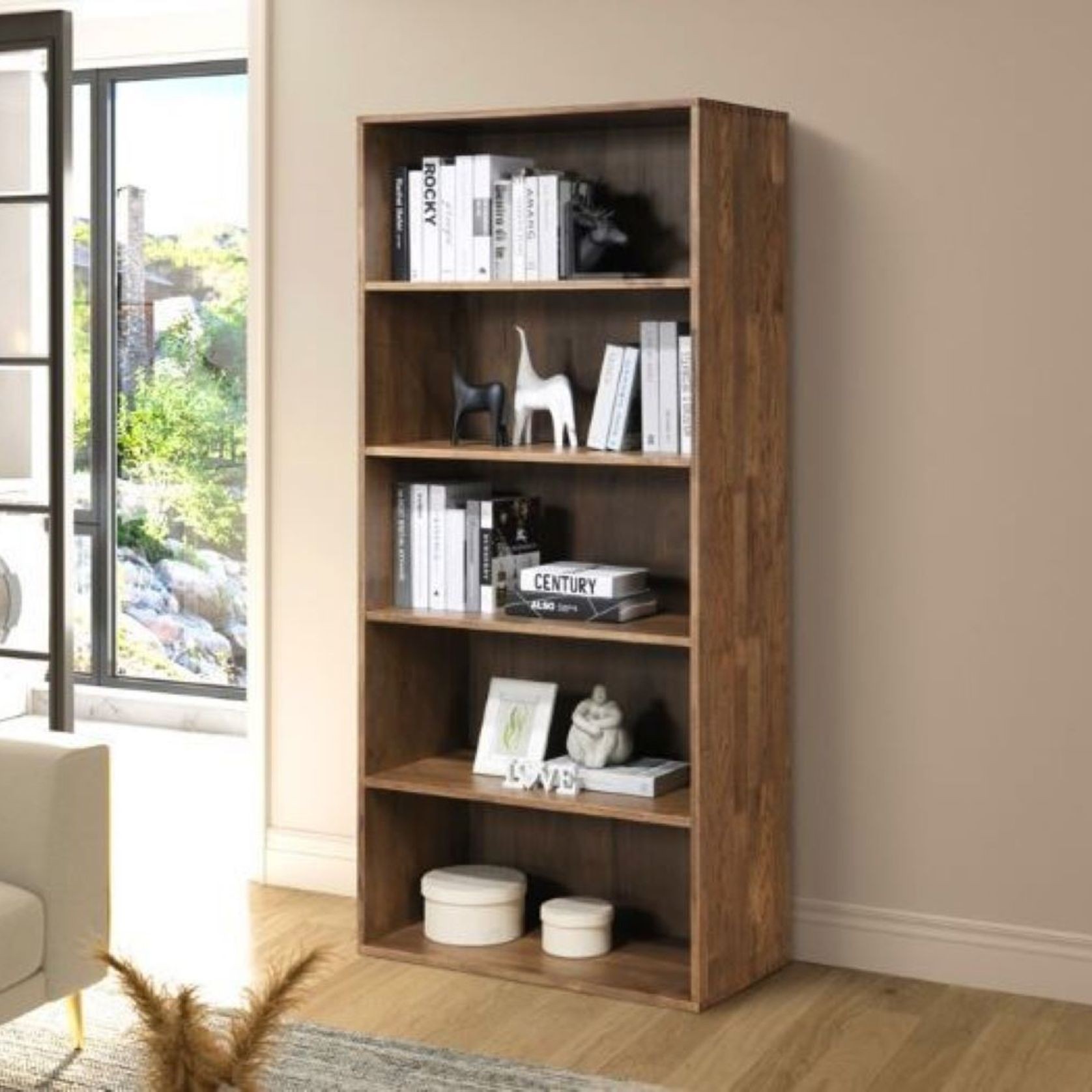 Stax Hardwood Bookcase |Rustic Walnut | Narrow | 800mm | ArchiPro AU