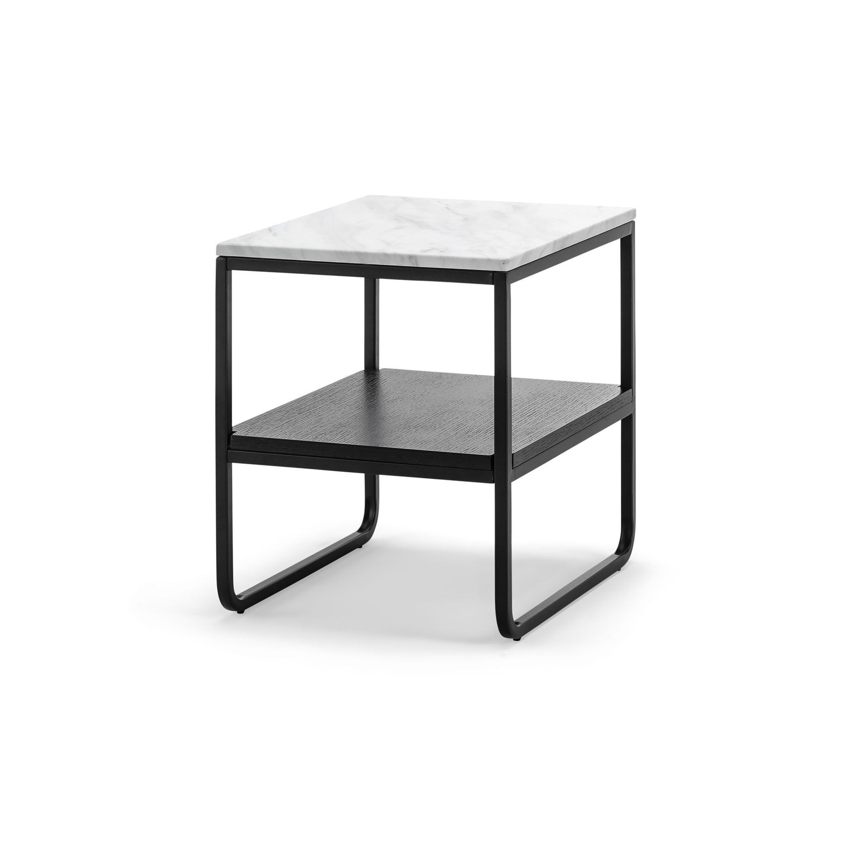 Estoria White Marble Square Shelf Side Table | Black | ArchiPro AU