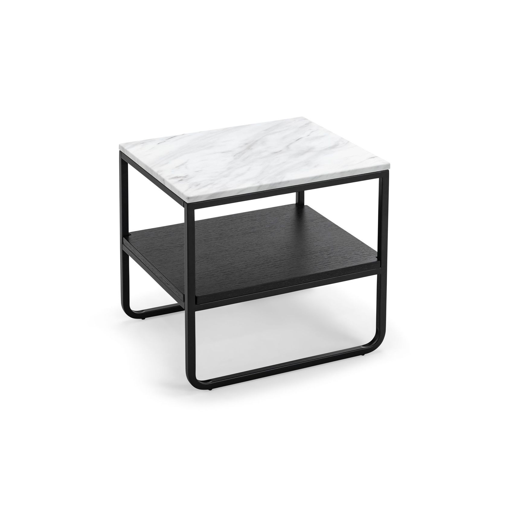 Estoria White Marble Square Shelf Side Table | Black | ArchiPro AU
