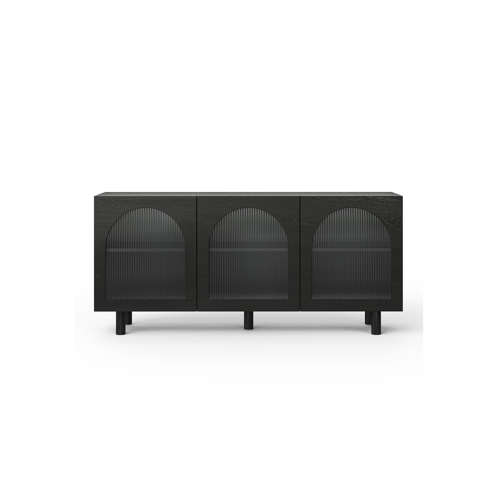 Cove 3 Door Fluted Glass Arch Sideboard Buffet | Black Oak | ArchiPro AU