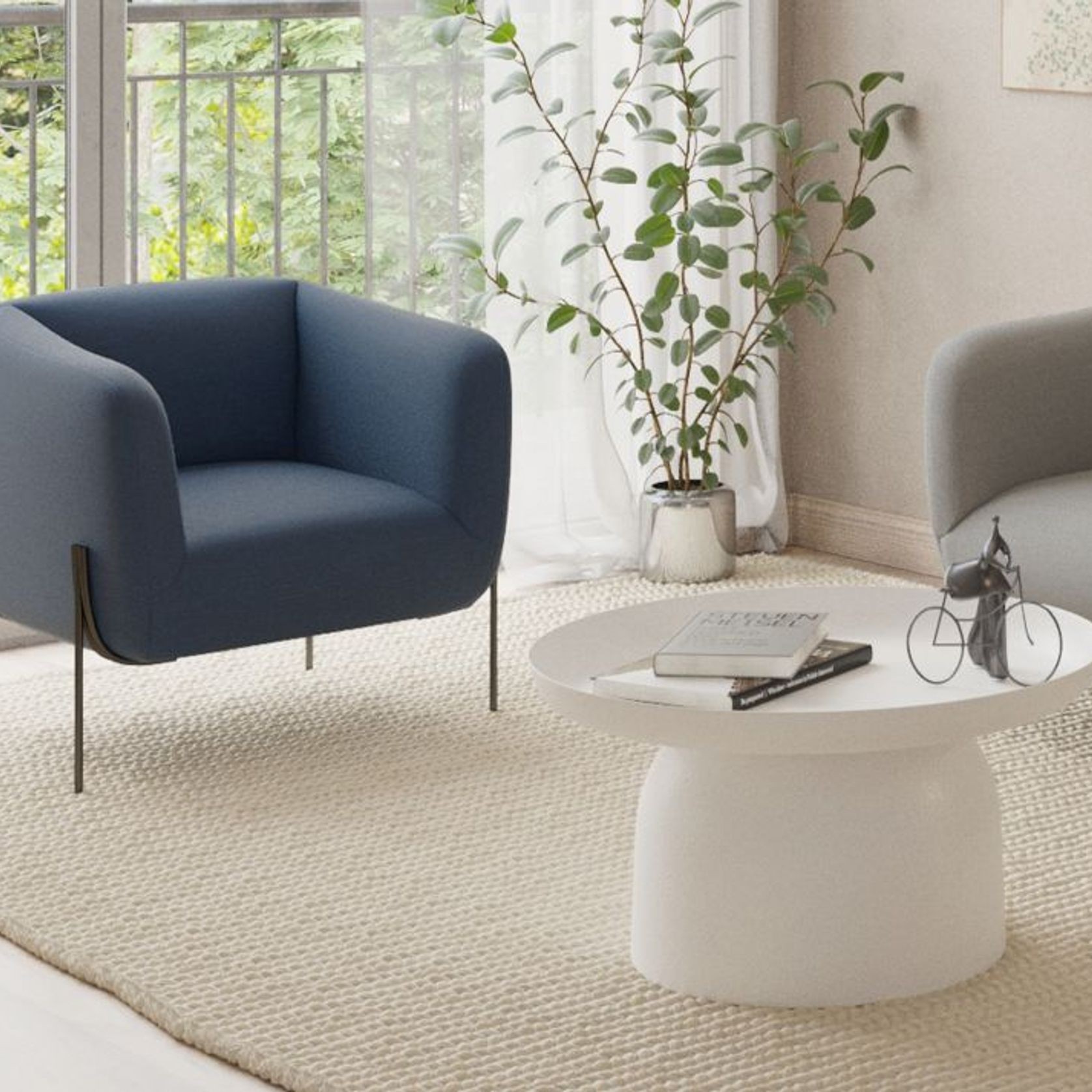 Belle Lounge Chair - Midnight Blue - Matt Black Legs | ArchiPro AU