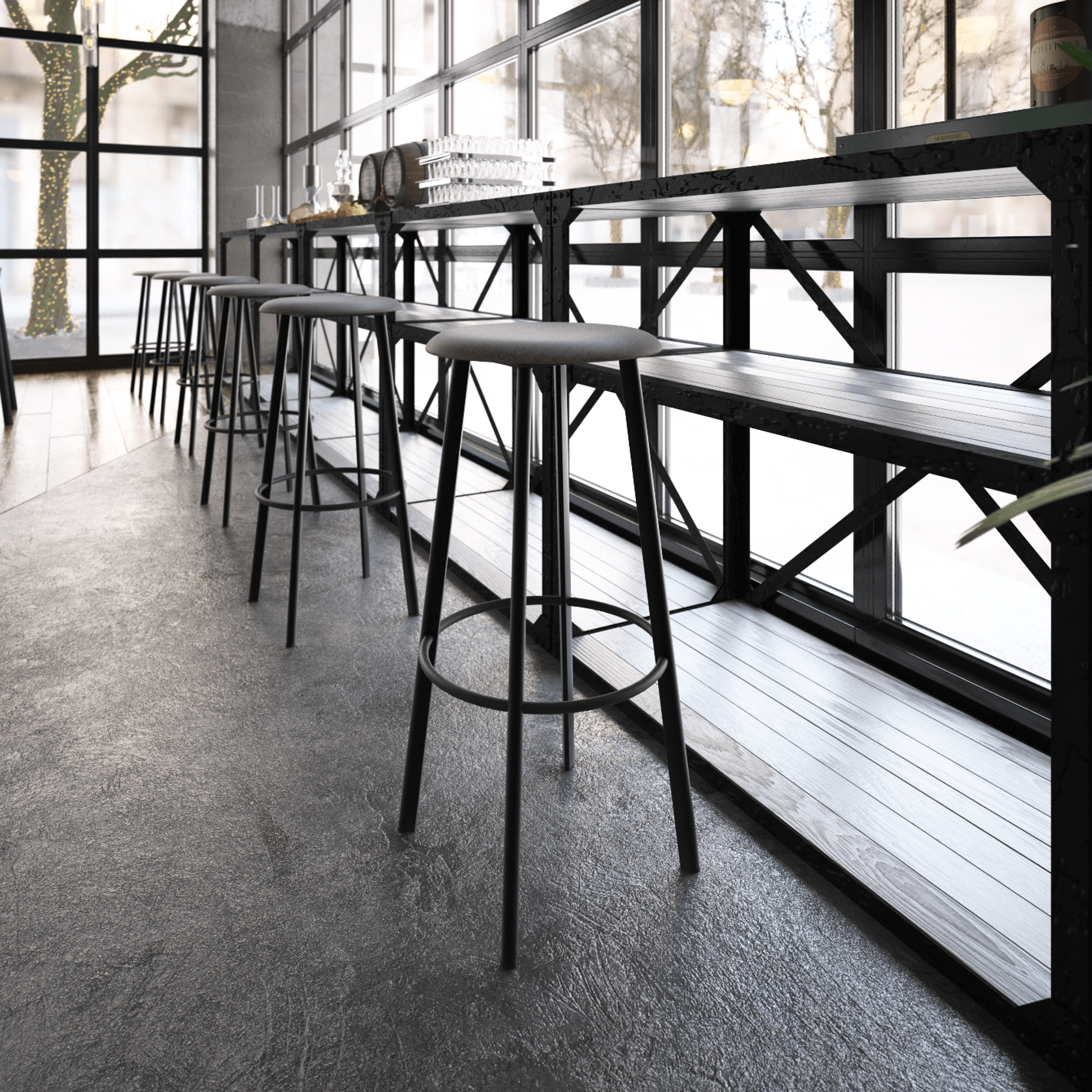 Atlas Bar Stool - Black with Fabric Pad Options | ArchiPro AU