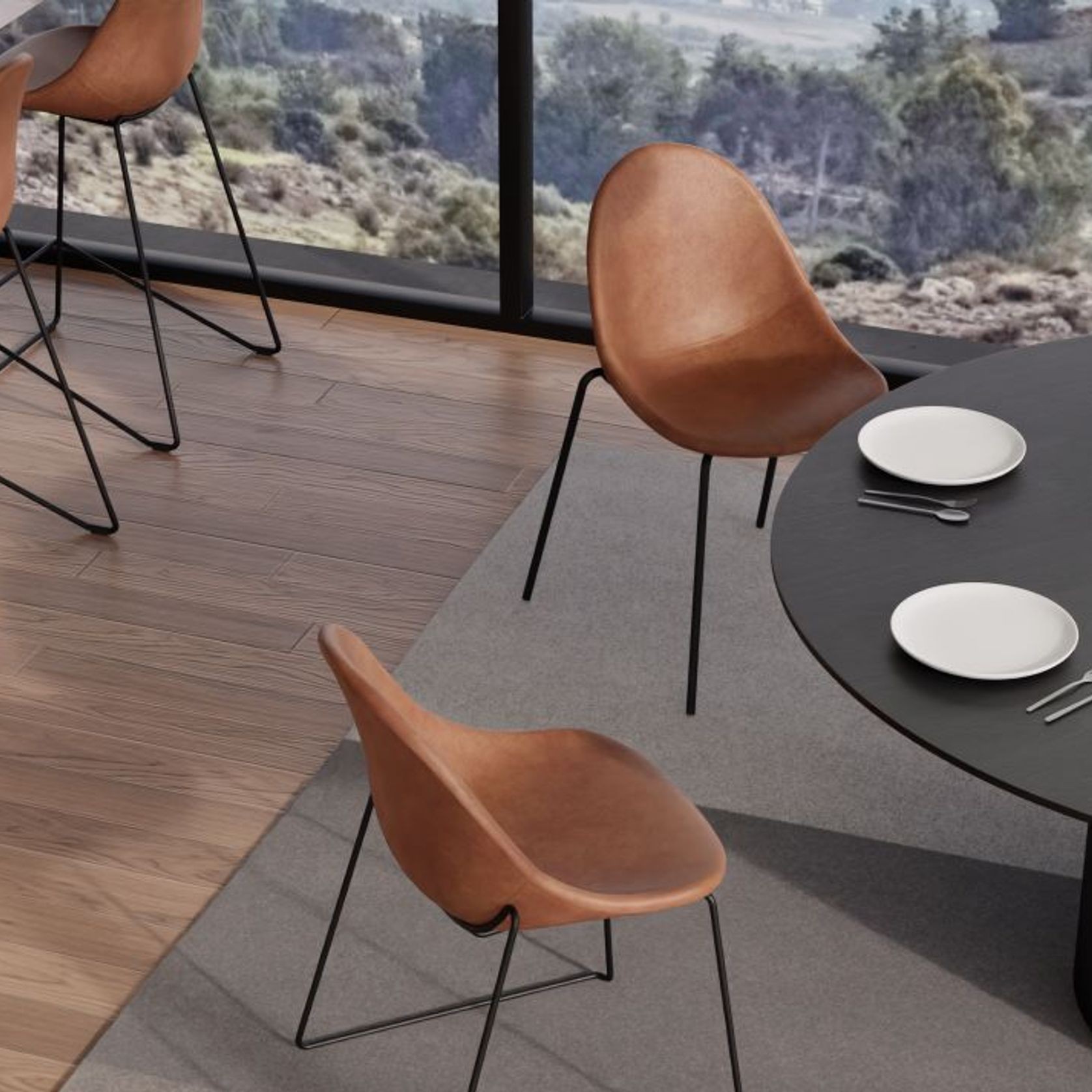 Pebble Stool Brown Upholstered Vintage Seat - Counter Stool 65cm Seat ...