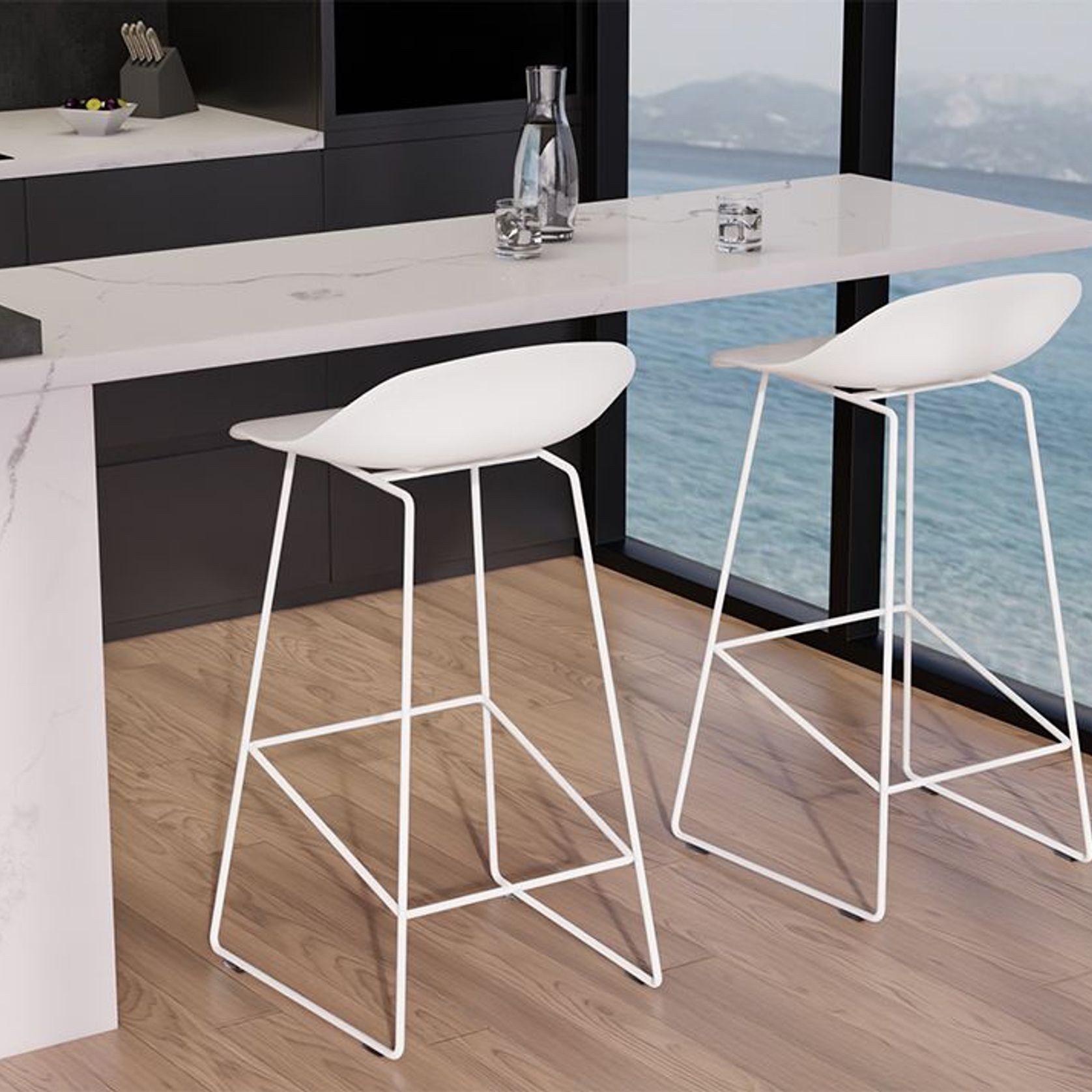 Pop Stool - White Frame and Shell Seat | ArchiPro AU