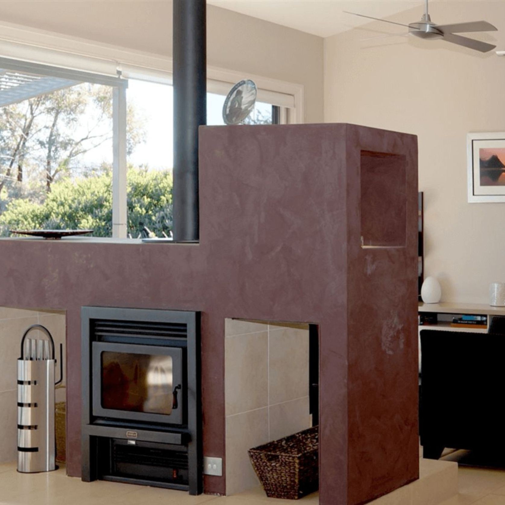 Kemlan Coupe Inbuilt Double Sided Rural Wood Fireplace | ArchiPro AU