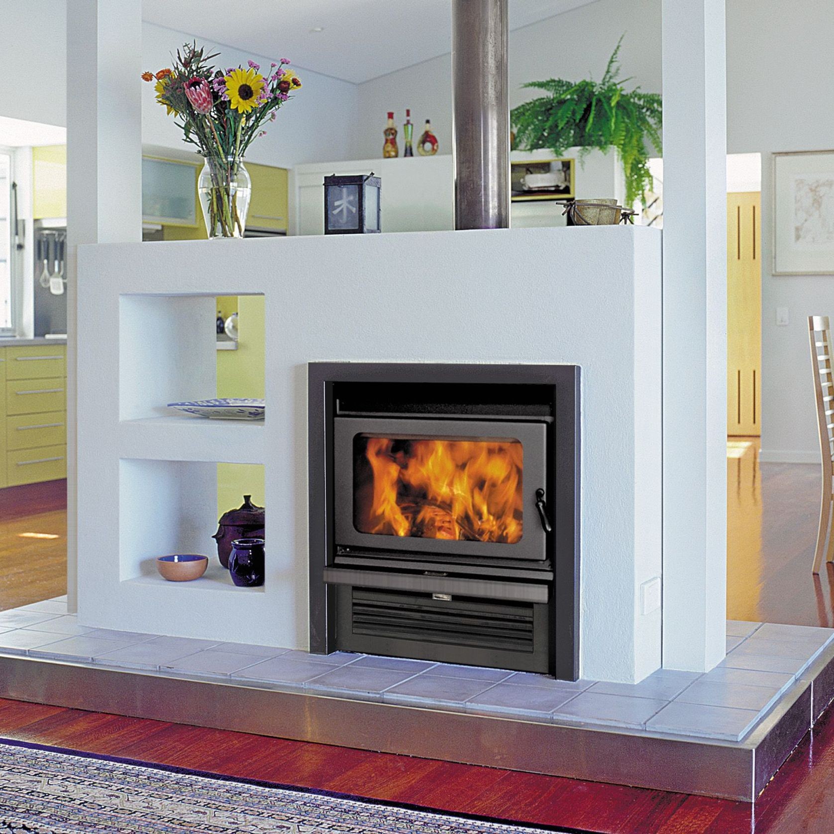 Kemlan Coupe Inbuilt Double Sided Rural Wood Fireplace | ArchiPro AU