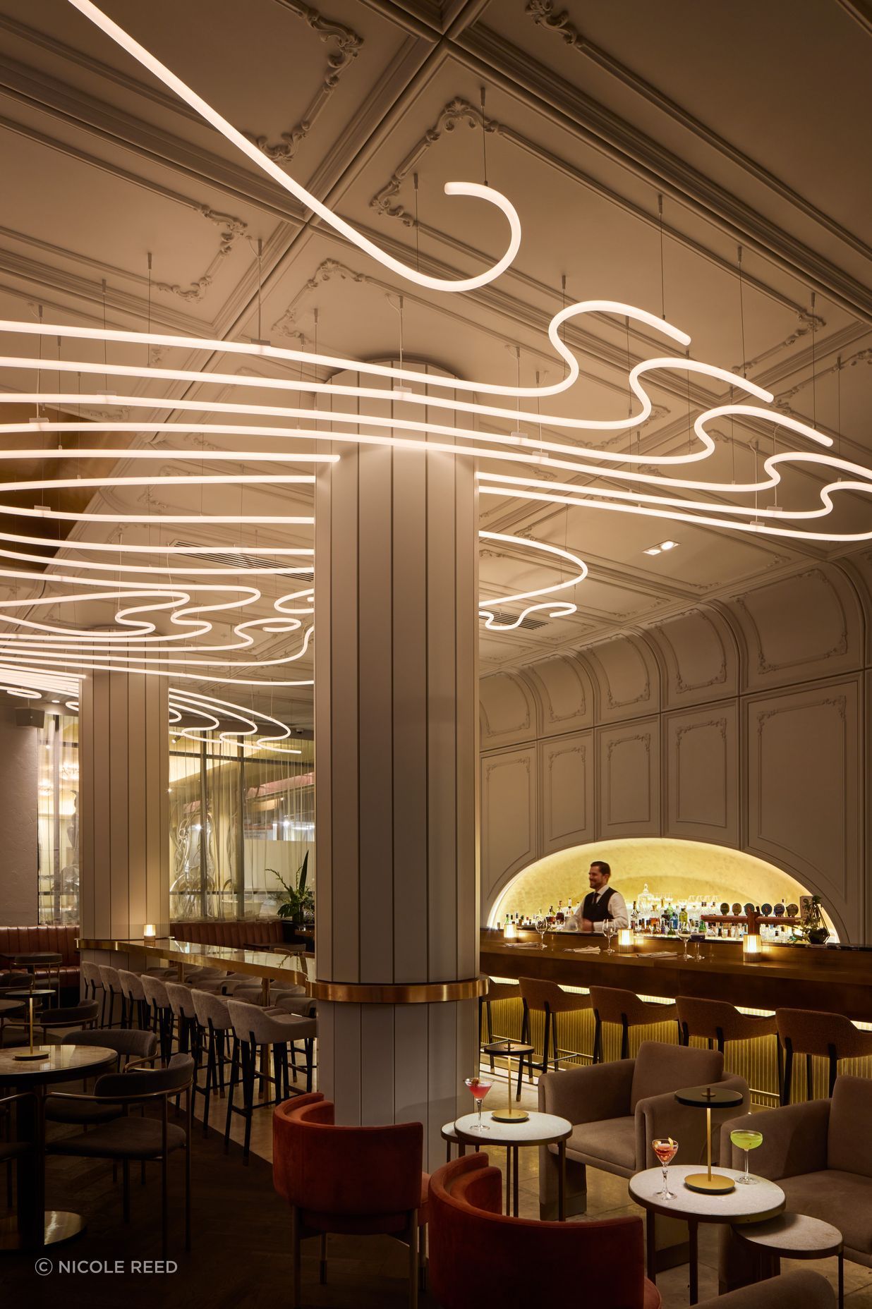 Innovative design iIlluminates an Art Nouveau-inspired hotel restaurant ...