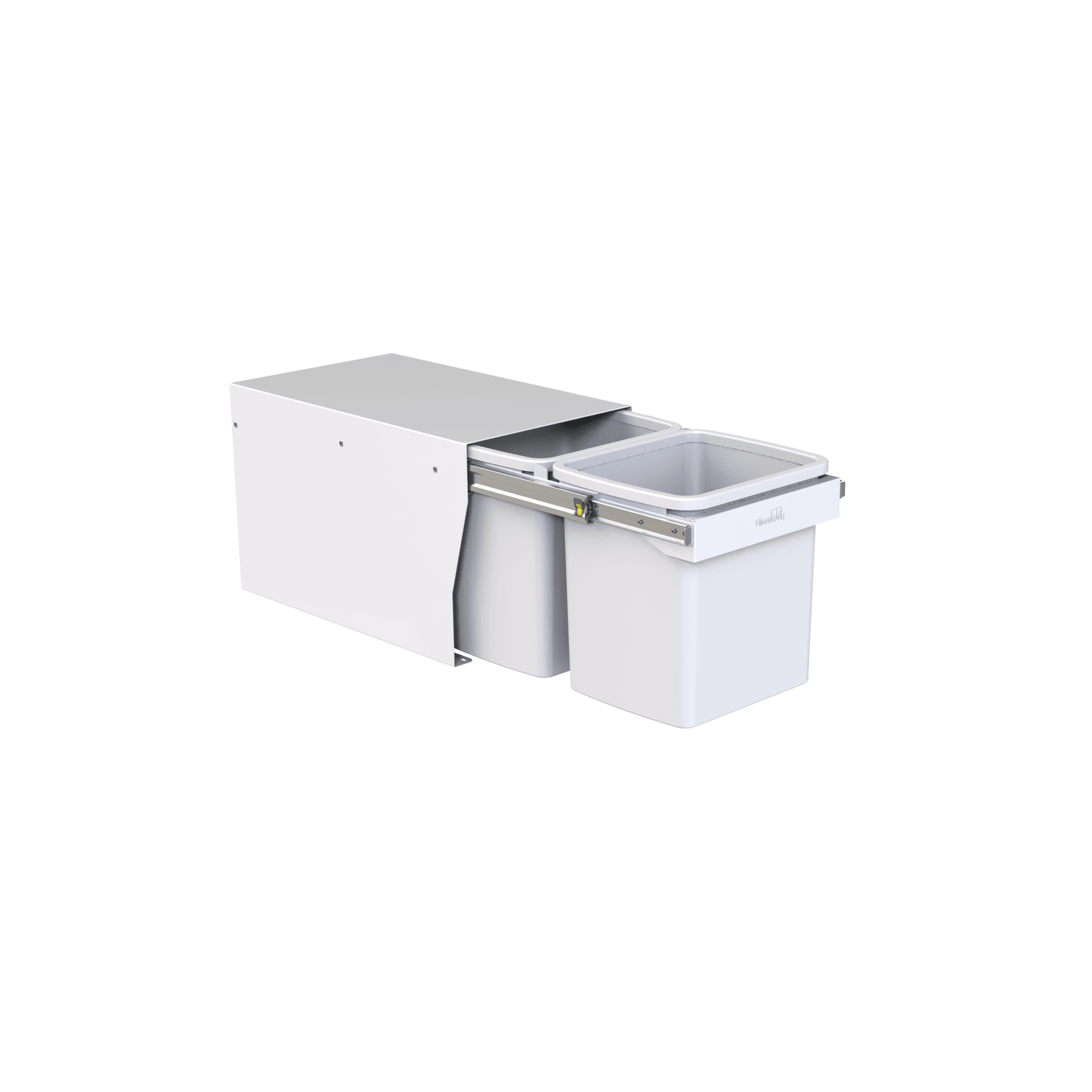 Compact Bin Storage - 2 x 15 Litre Buckets Floor Mounted - Handle Pull ...