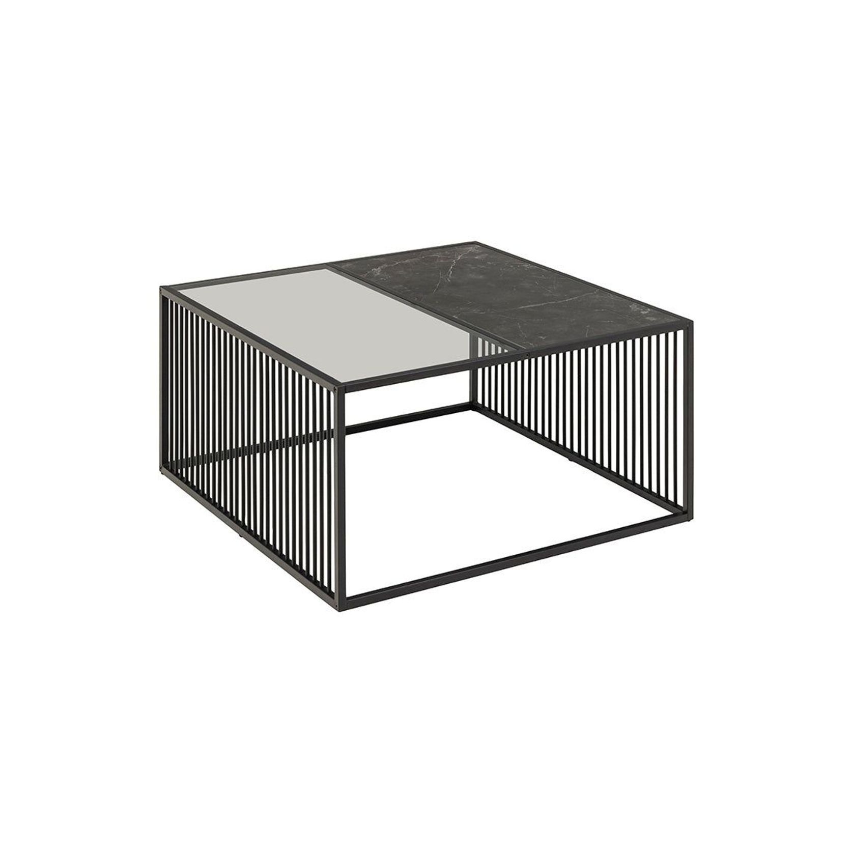 STRINGTON Square Coffee Table 80cm - Black Marble Effect | ArchiPro AU