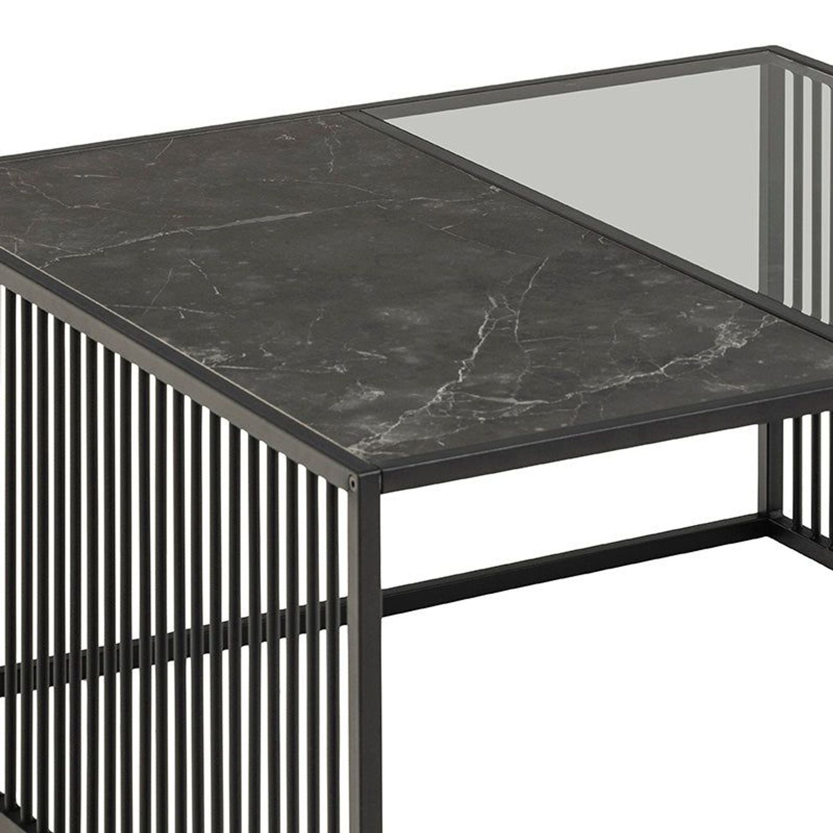 STRINGTON Square Coffee Table 80cm - Black Marble Effect | ArchiPro AU