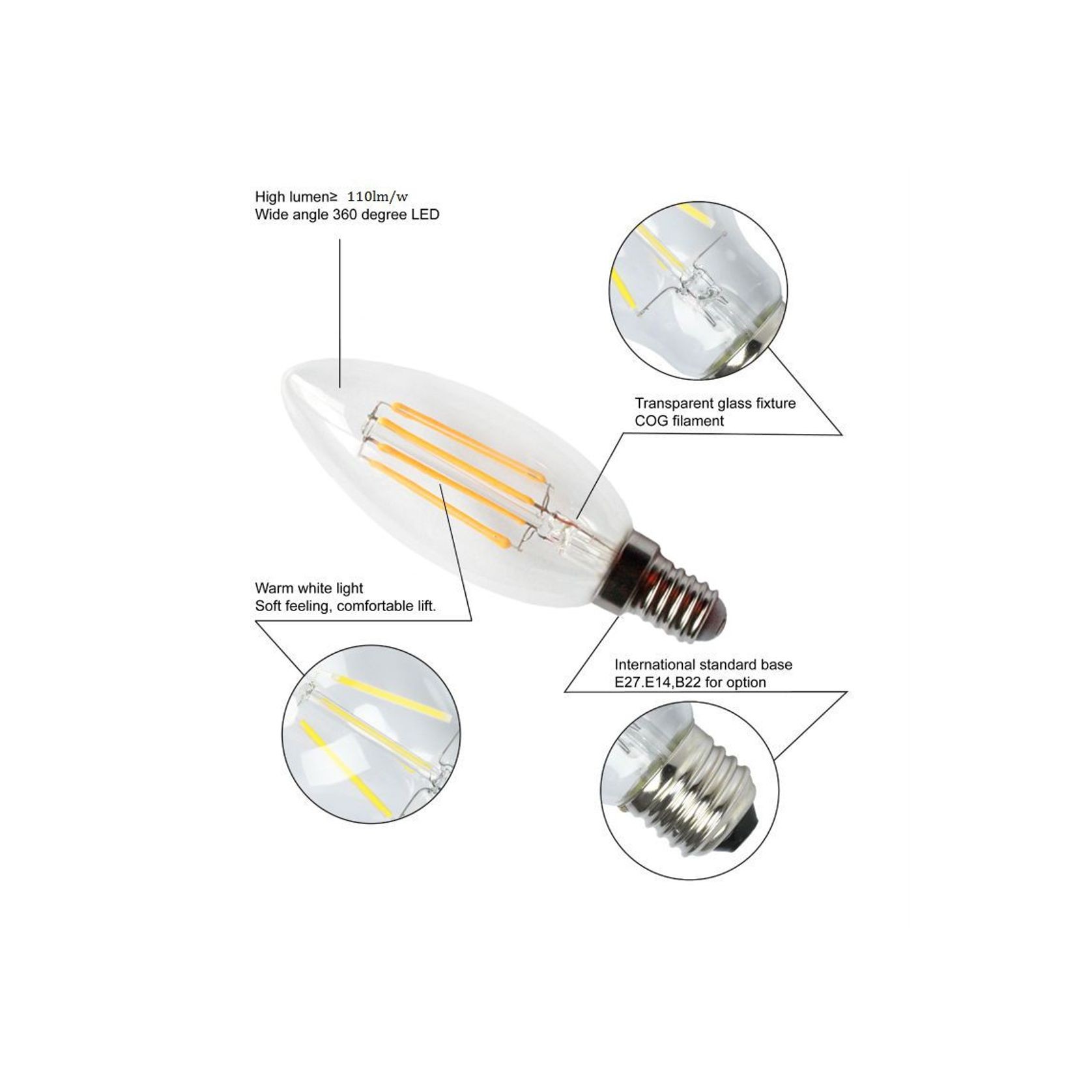 LED Candle Filament Bulb C35 | ArchiPro AU
